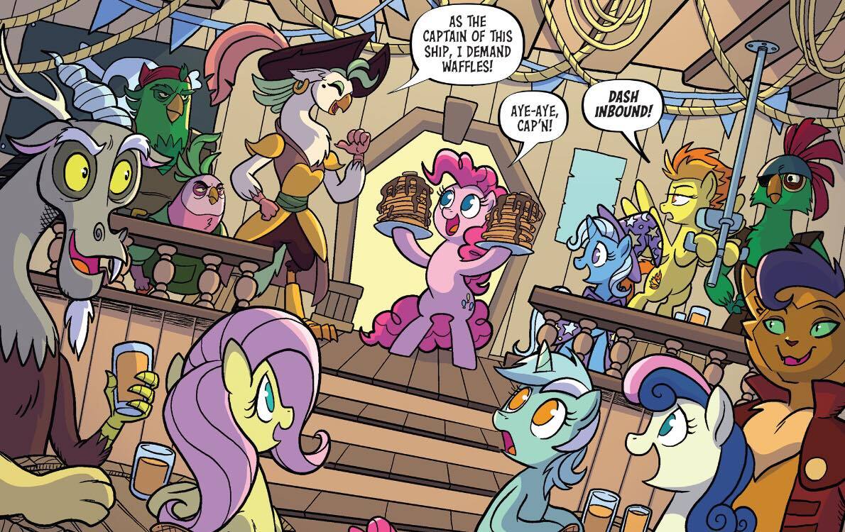 #3252941 - safe, artist:tony fleecs, idw, bon bon, boyle, capper dapperpaws, captain celaeno ...