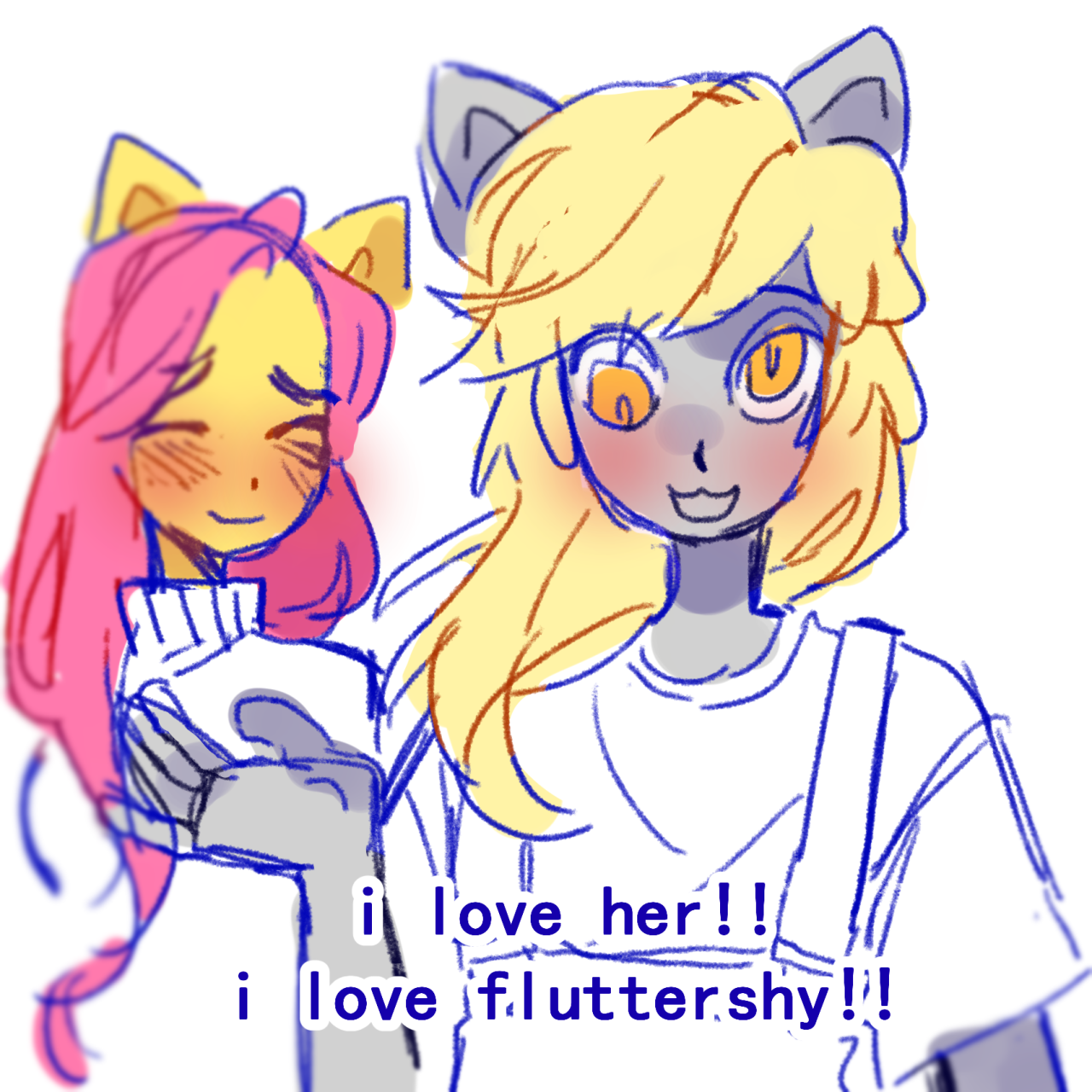 #3253206 - safe, artist:milky-rabbit, derpy hooves, fluttershy, human, blushing, derpyshy, duo ...