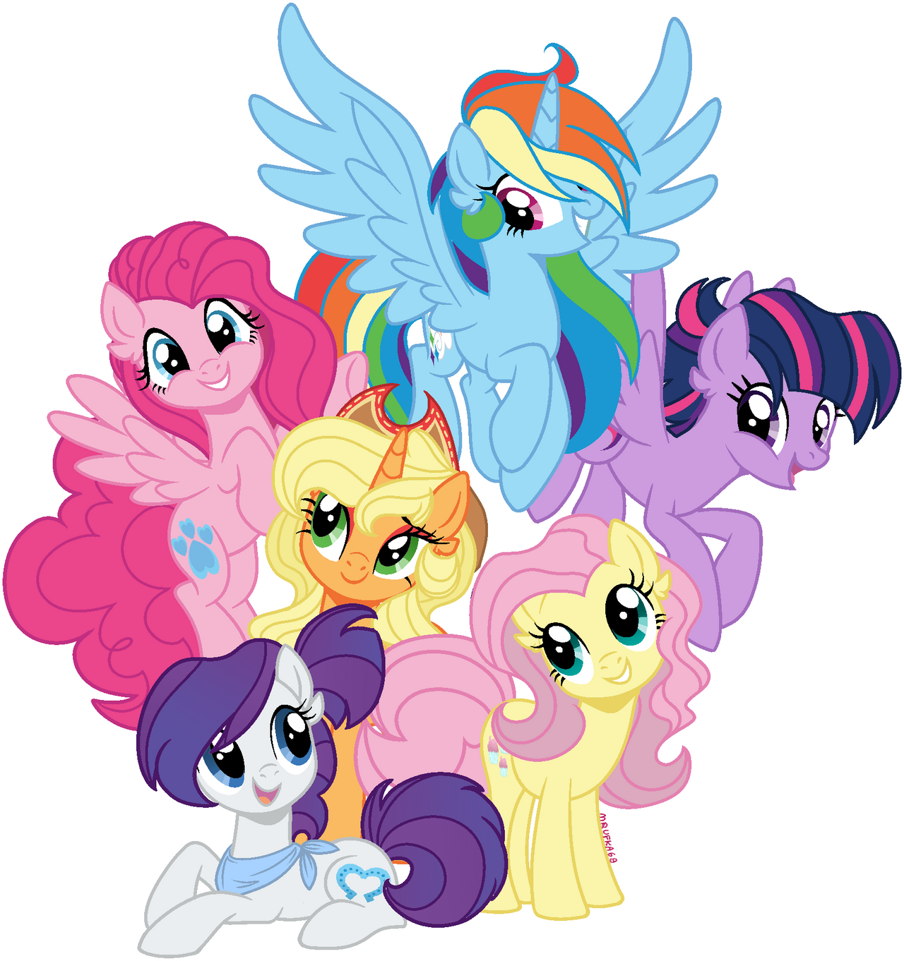 #3043990 - safe, artist:mrufka69, applejack, fluttershy, pinkie pie ...