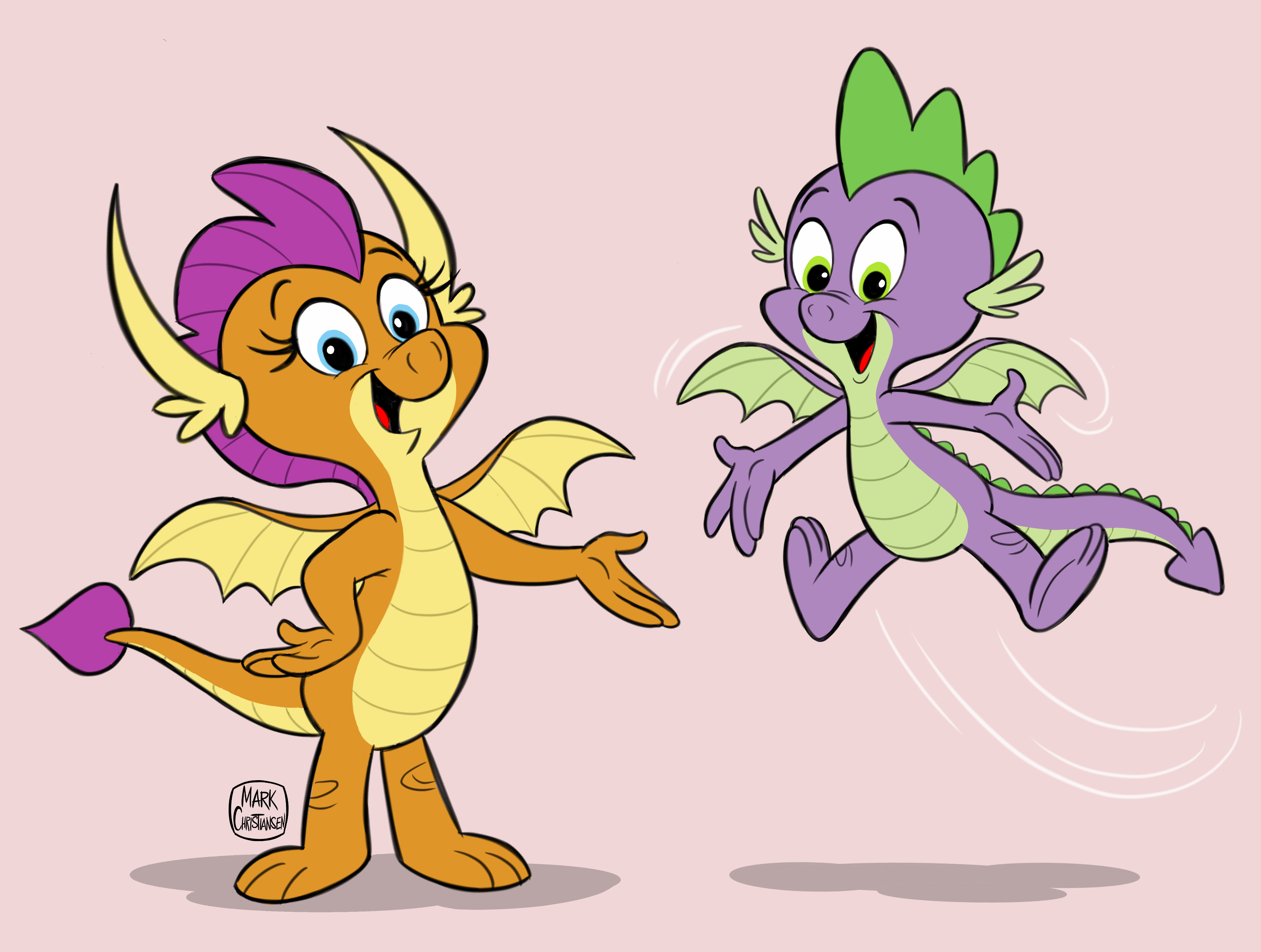 #3044358 - safe, artist:foxlover91, smolder, spike, dragon, pony, g4 ...
