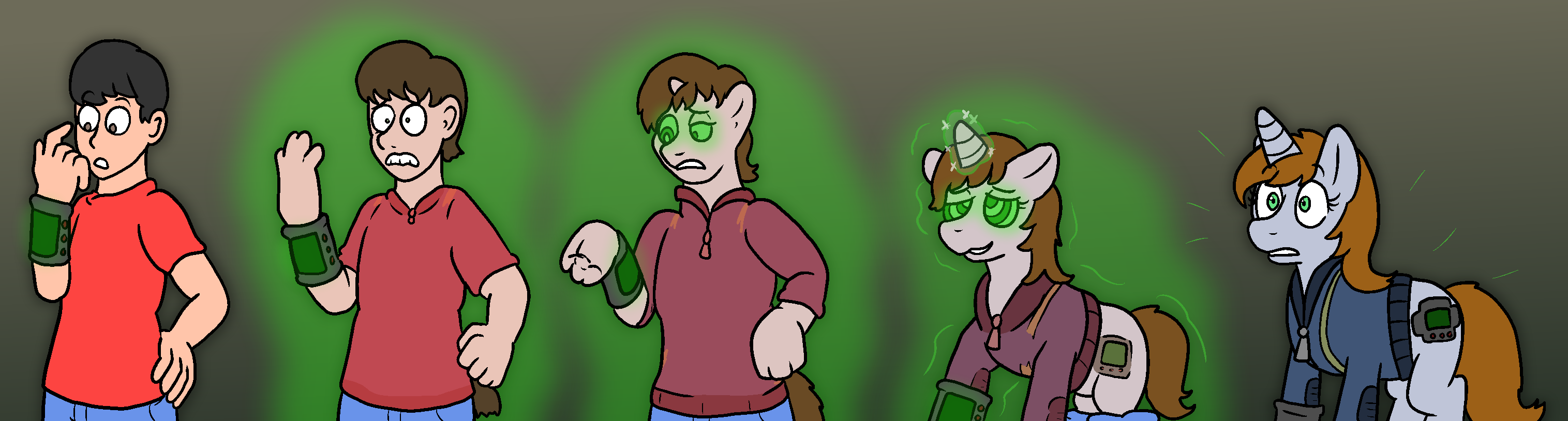 #3044419 - safe, artist:dommerik, oc, oc:littlepip, human, pony ...