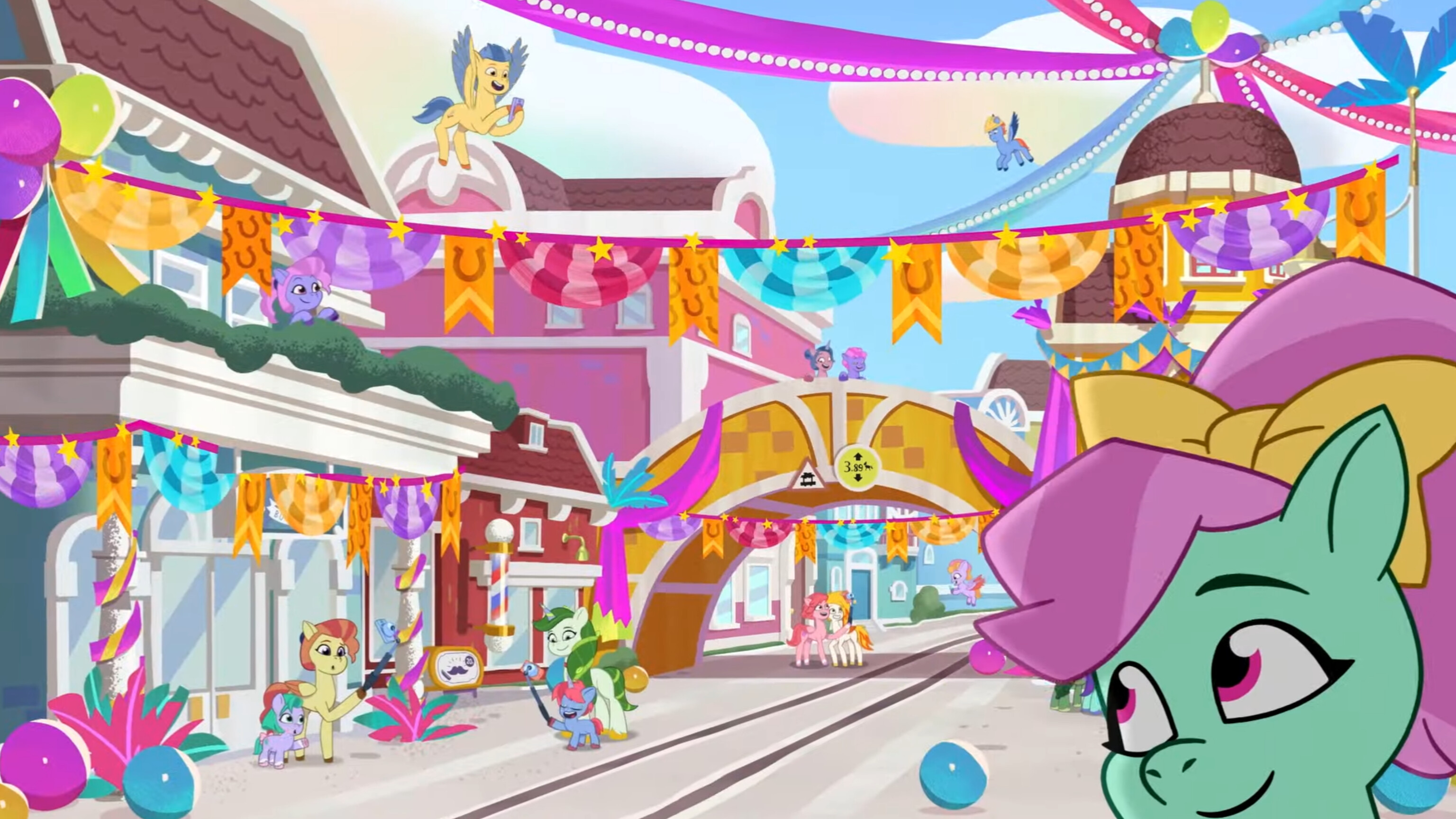 #3044743 - safe, screencap, autumn skies, dapple, flare (g5), leaf (g5), lemon gear, minty ...