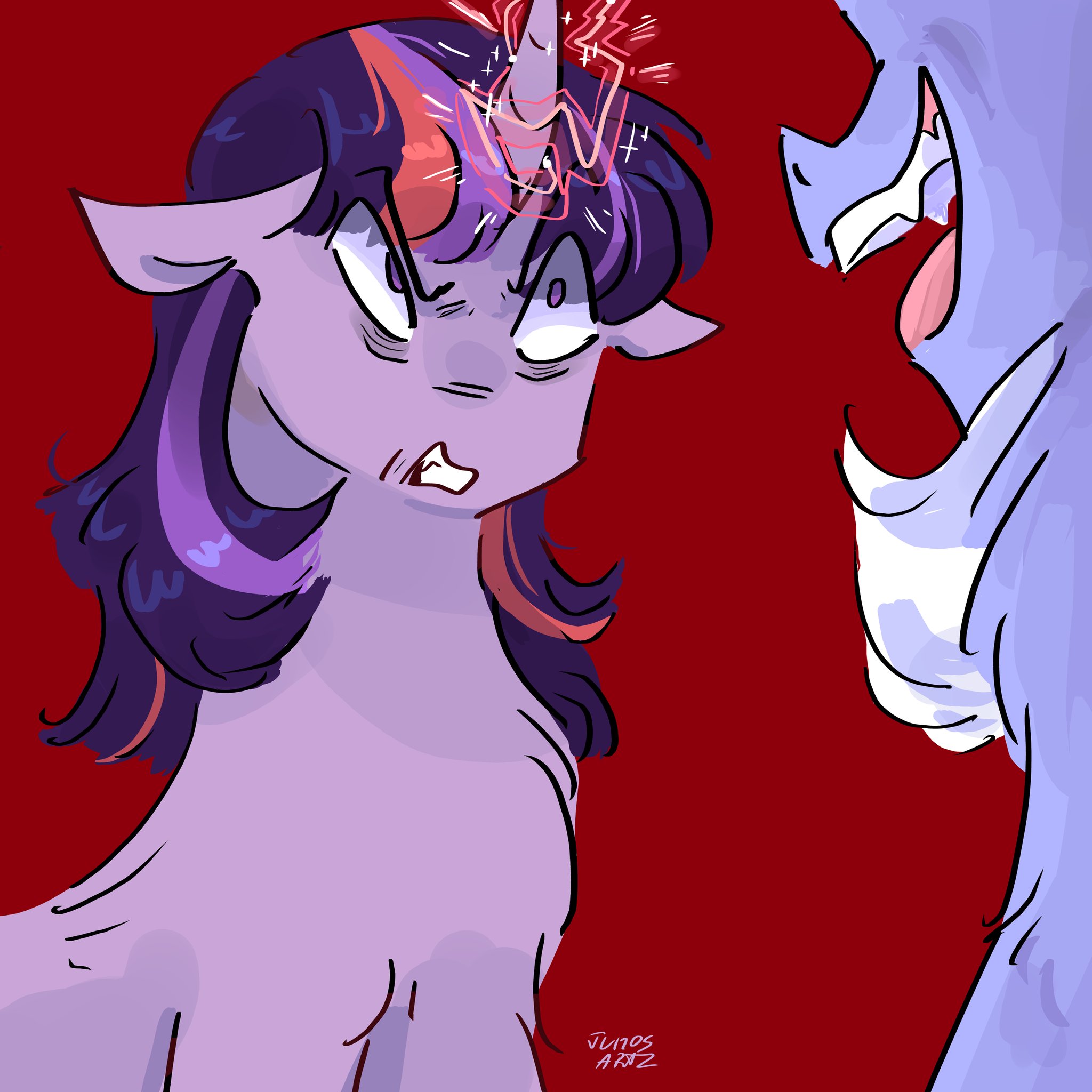 #3047799 - safe, artist:dmitrymemovznok, trixie, twilight sparkle, pony, unicorn, g4, angry ...