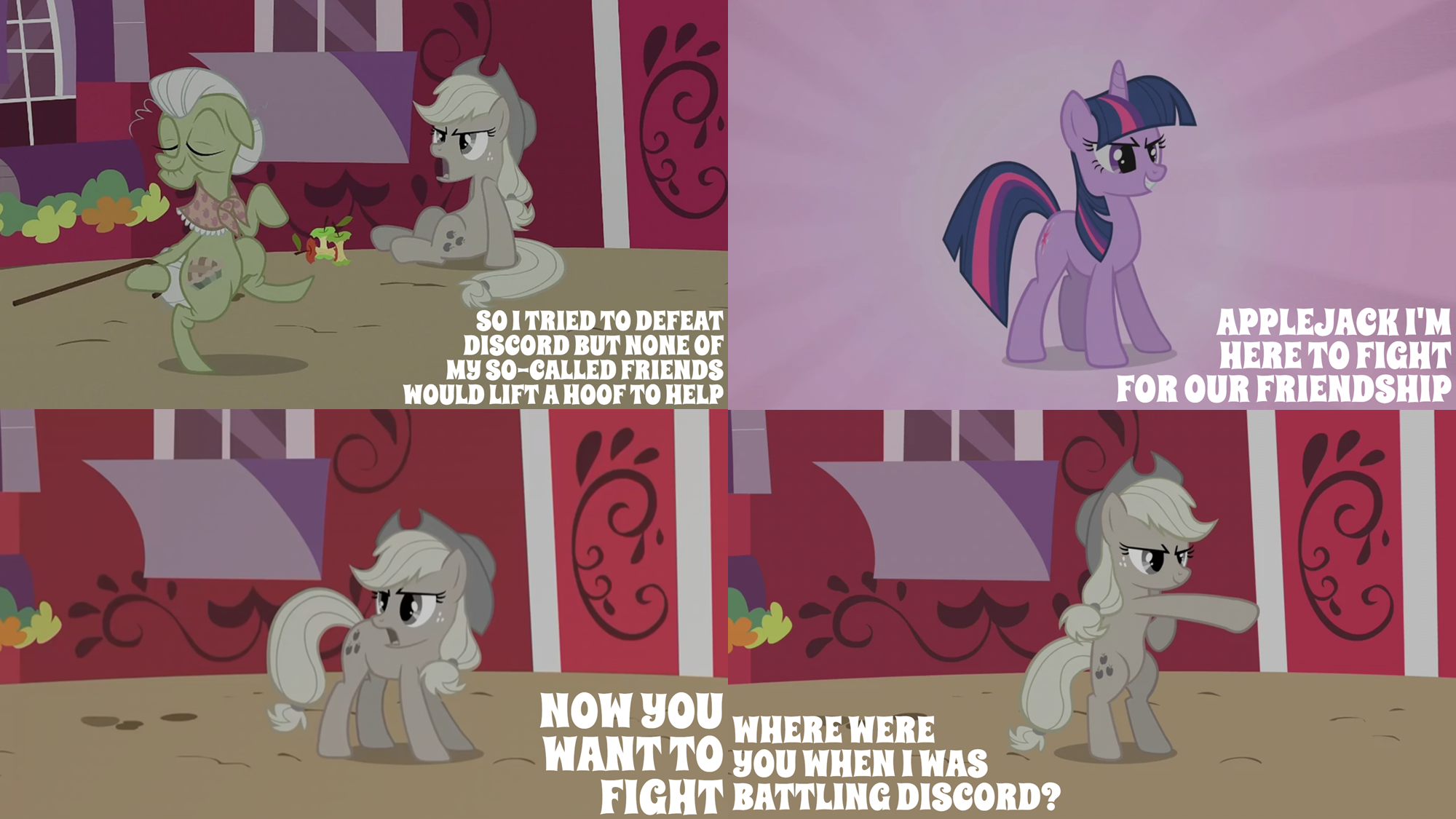 #3047880 - safe, edit, edited screencap, editor:quoterific, screencap, applejack, granny smith ...