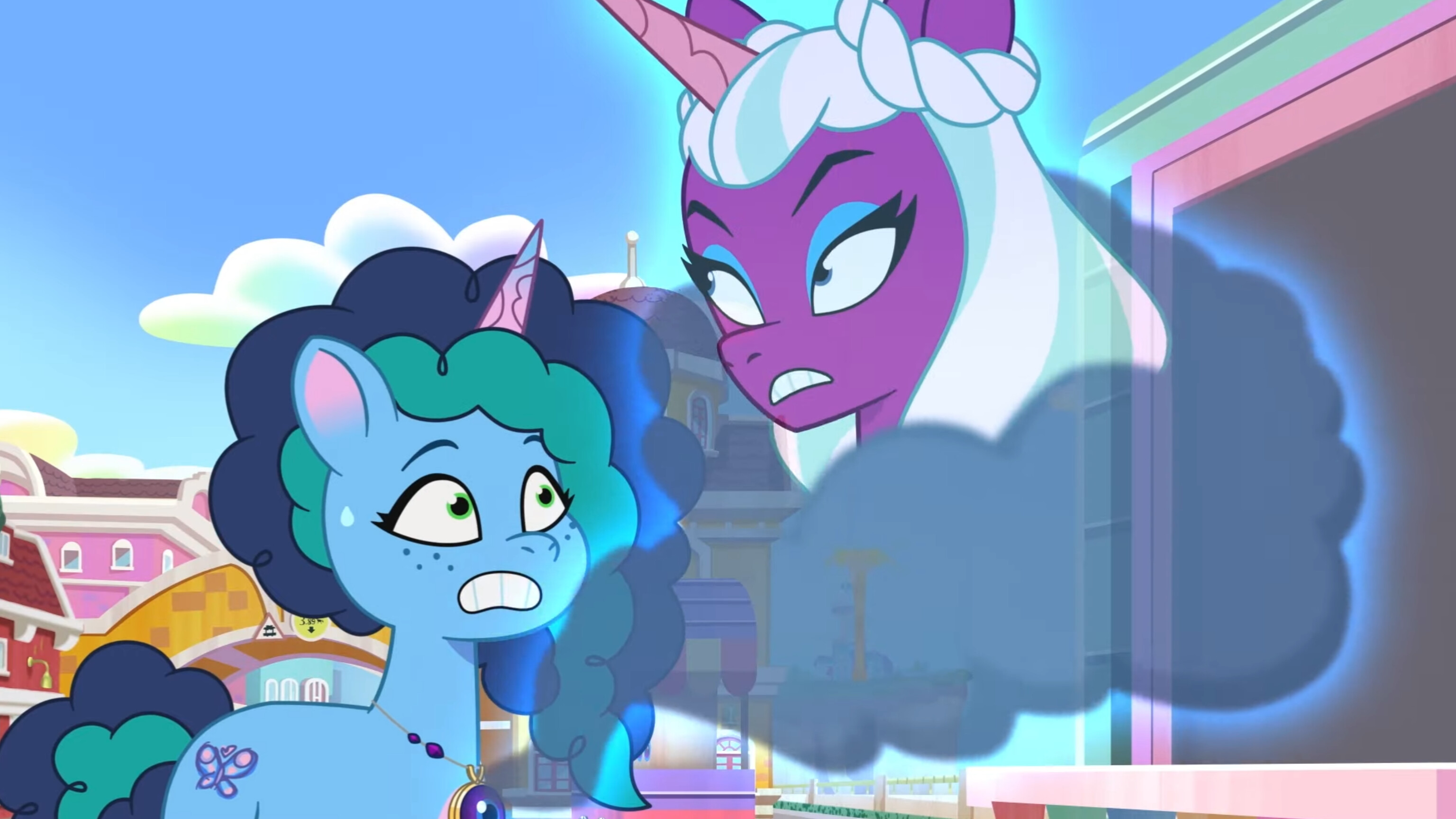 #3052335 - safe, screencap, misty brightdawn, opaline arcana, alicorn, pony, unicorn, g5, my ...