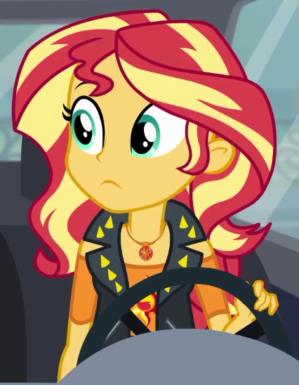 #3040279 - safe, screencap, sunset shimmer, human, driving miss shimmer ...