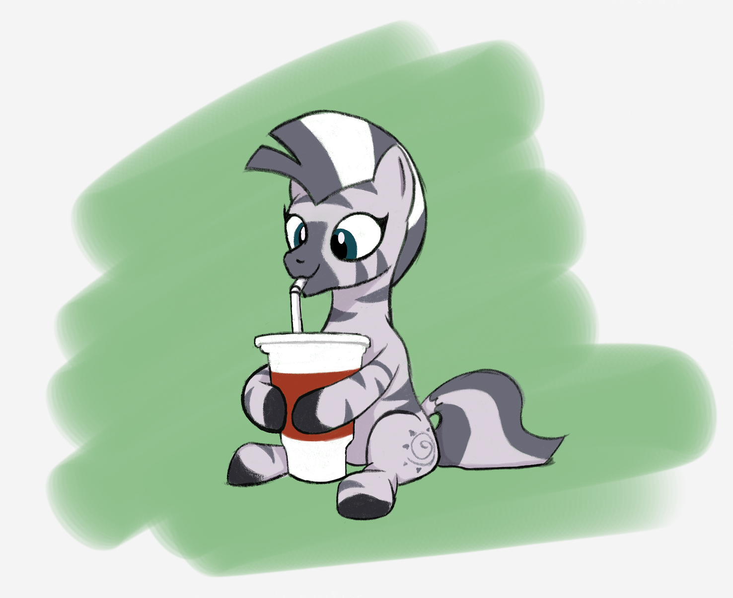 #3040422 - safe, anonymous artist, zecora, zebra, /mlp/, cute, drink ...