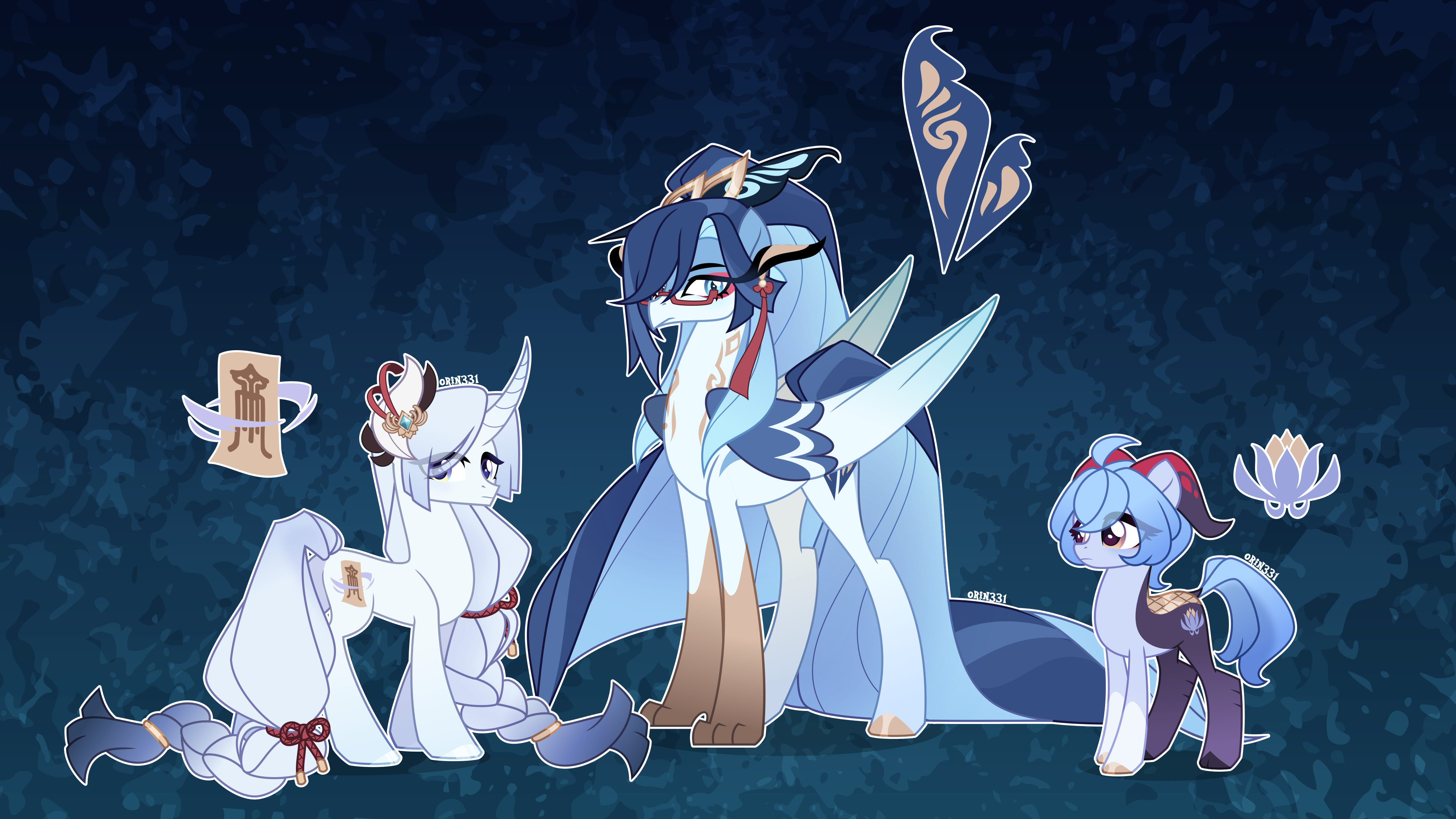 #3041737 - safe, artist:orin331, goat, hippogriff, hybrid, kirin, pony, unicorn, abstract ...