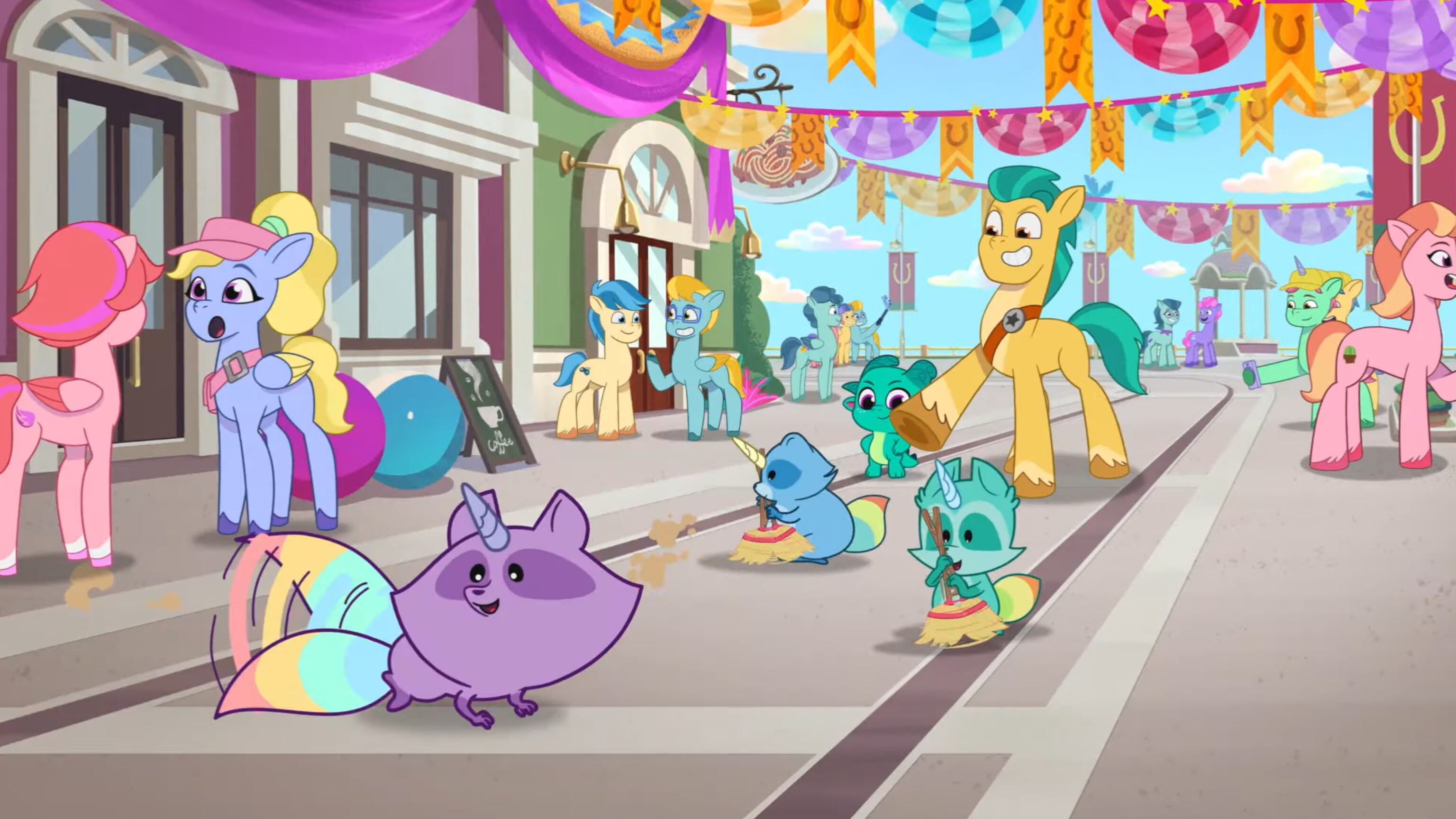 #3042755 - safe, screencap, delightful trifle, emerald saucer, feather clips, fifi (g5), galaxy ...