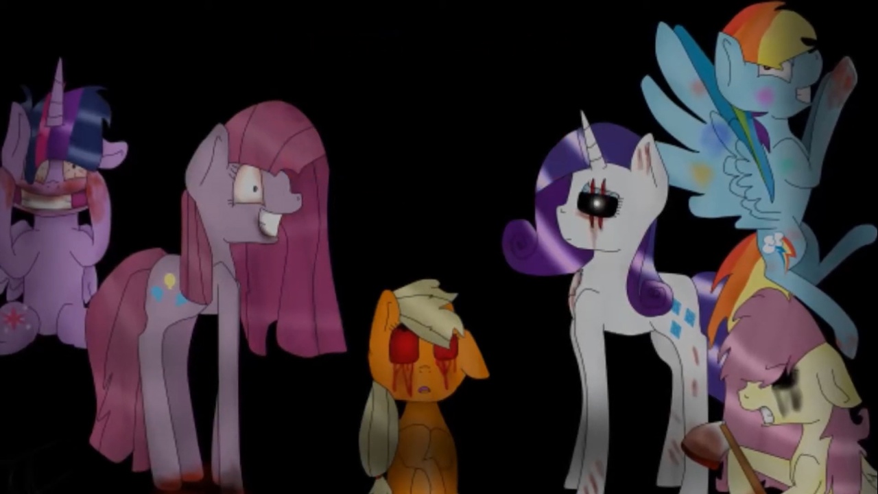 #3061236 - semi-grimdark, applejack, fluttershy, pinkie pie, rainbow dash, rarity, twilight ...