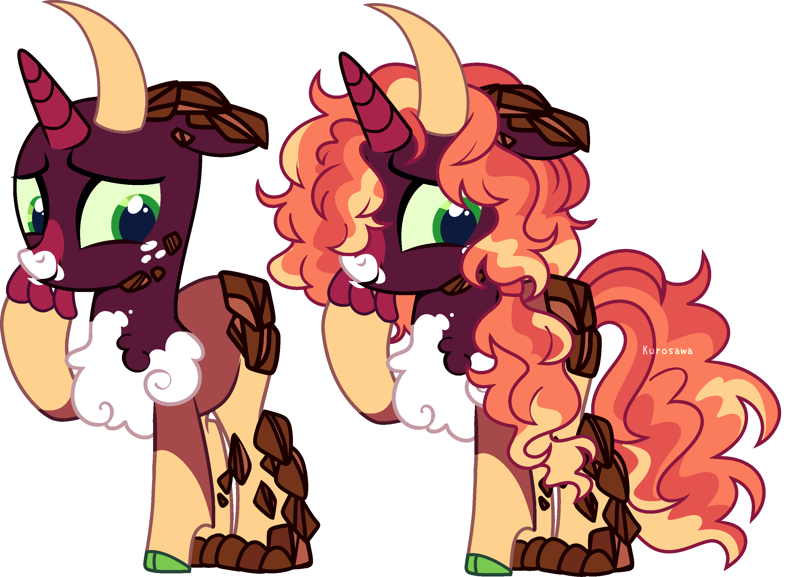 #3062392 - safe, artist:kurosawakuro, oc, oc only, hybrid, base used, chest fluff, claws, cloven ...