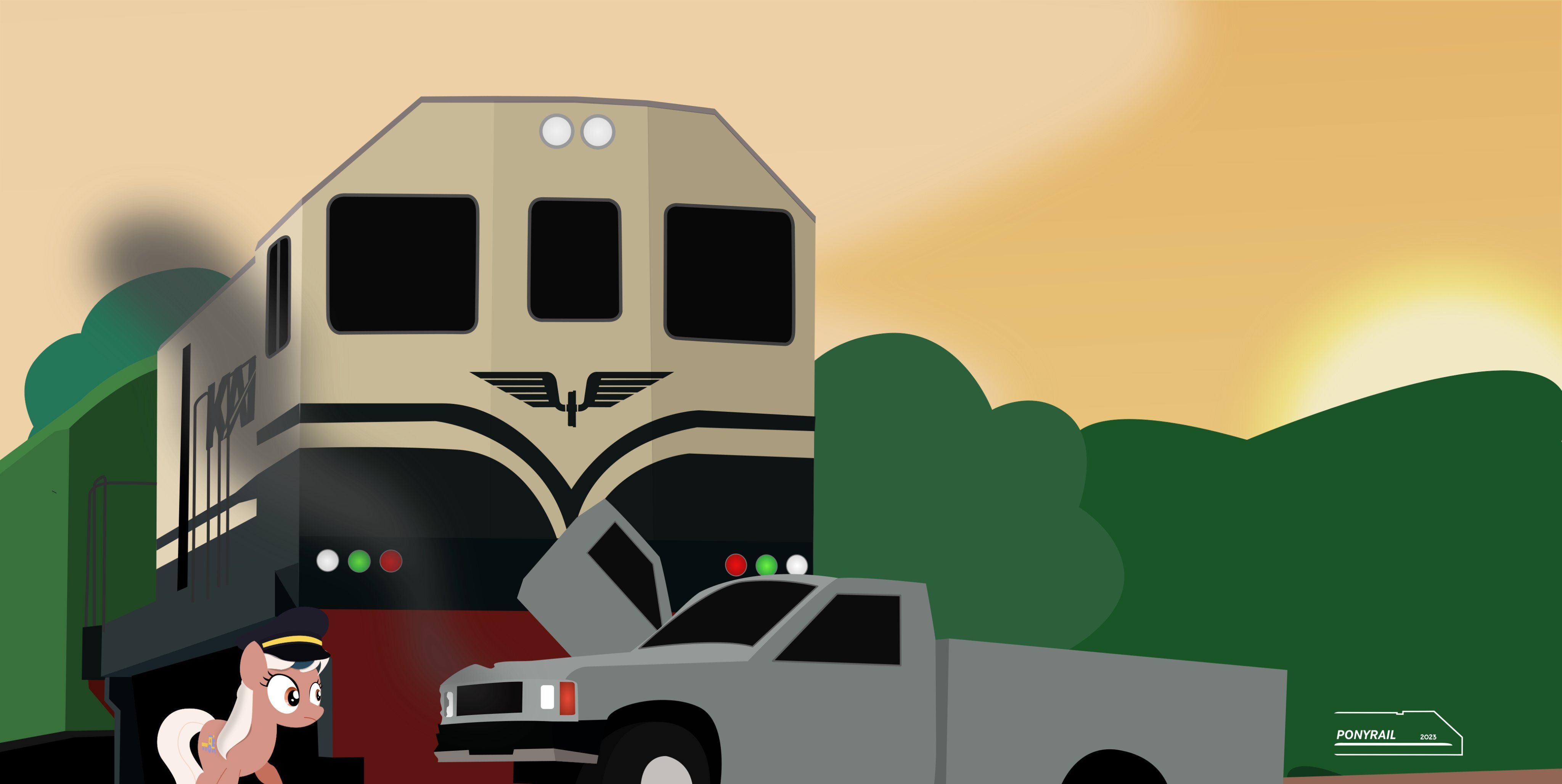 #3062470 - safe, artist:ponyrailartist, steamer (g1), pony, accident ...