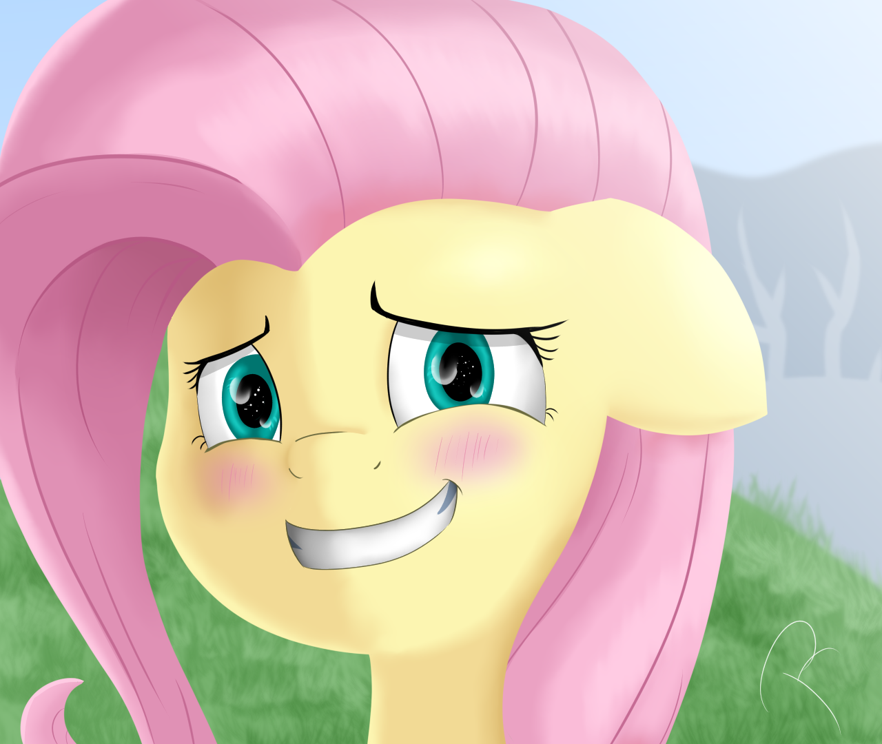 #3056090 - safe, artist:reinbou, fluttershy, pegasus, pony, g4, awkward ...