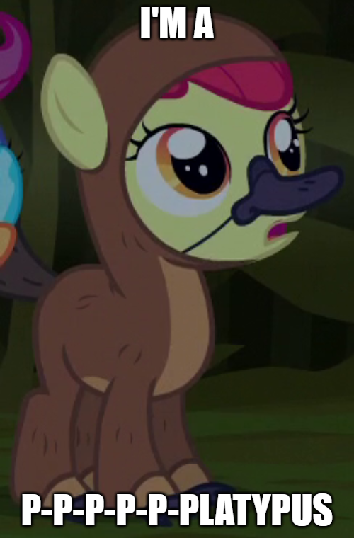 #3067323 - safe, edit, screencap, apple bloom, scootaloo, platypus ...
