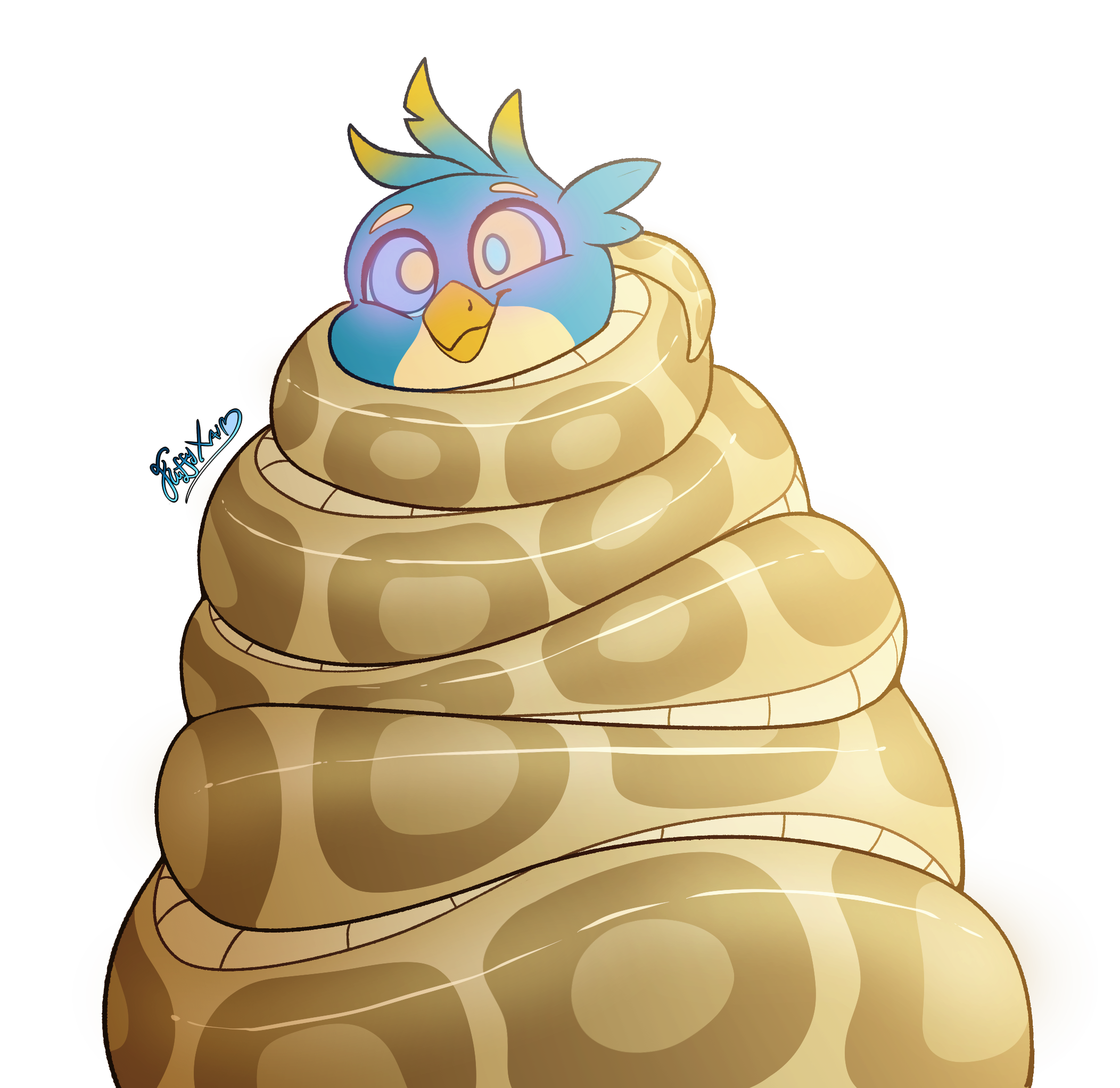 #3068123 - safe, artist:fluffyxai, gallus, oc, oc:anika, griffon, snake, g4, coils, high res ...