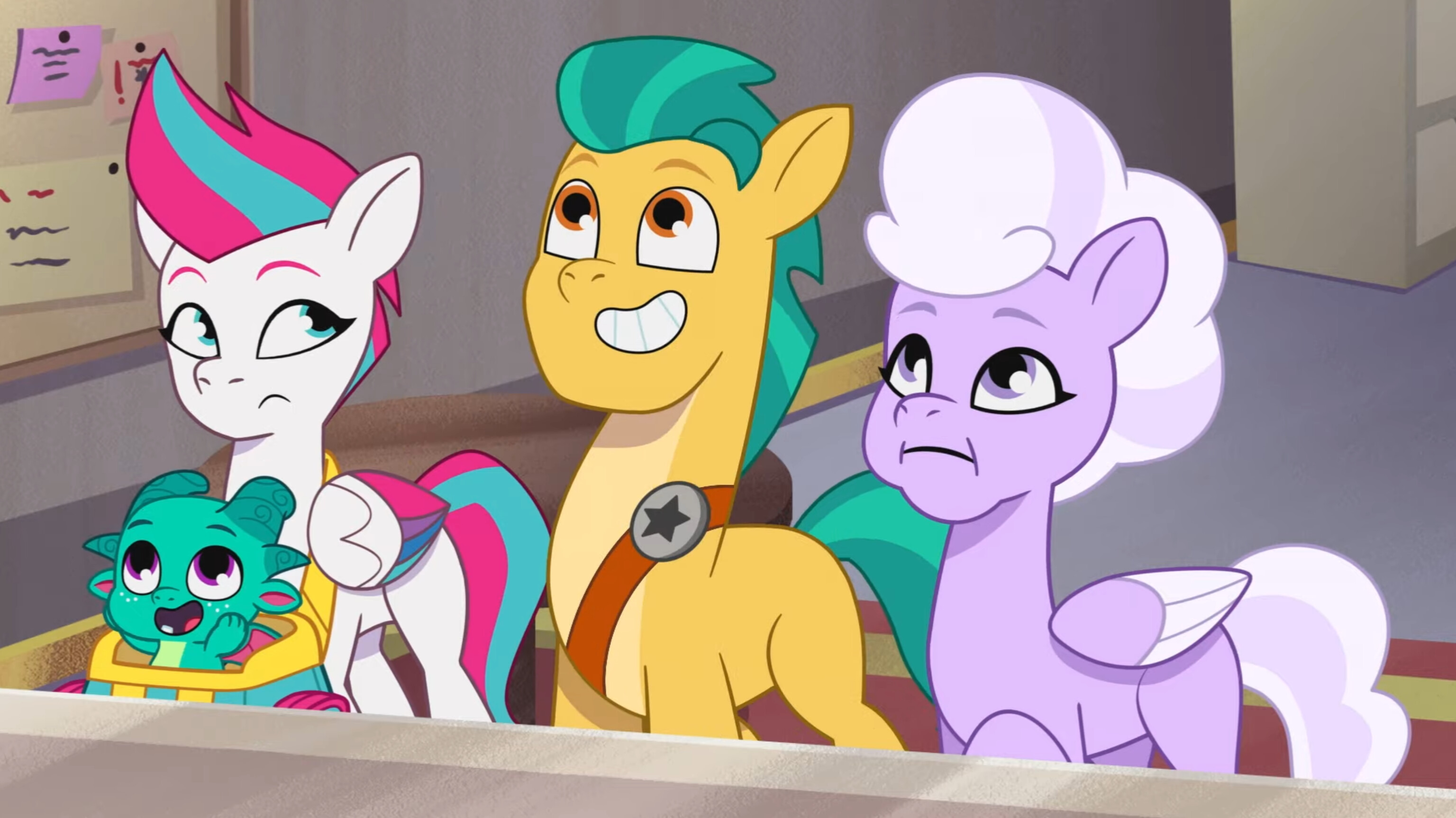 #3069745 - safe, screencap, hitch trailblazer, saltwater taffy, sparky sparkeroni, zipp storm ...