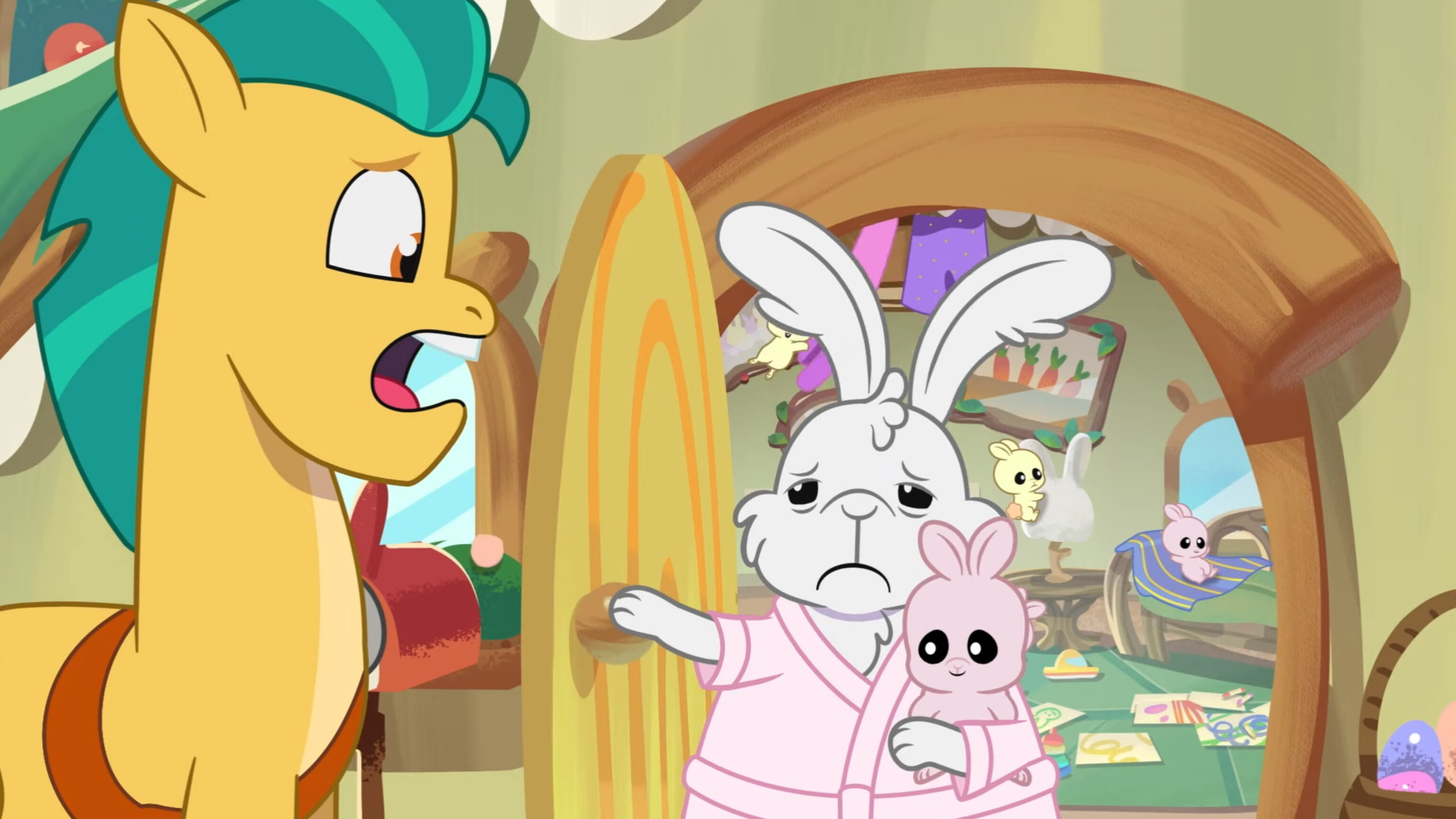 #3070182 - safe, screencap, eggmund bunny, hitch trailblazer, earth ...