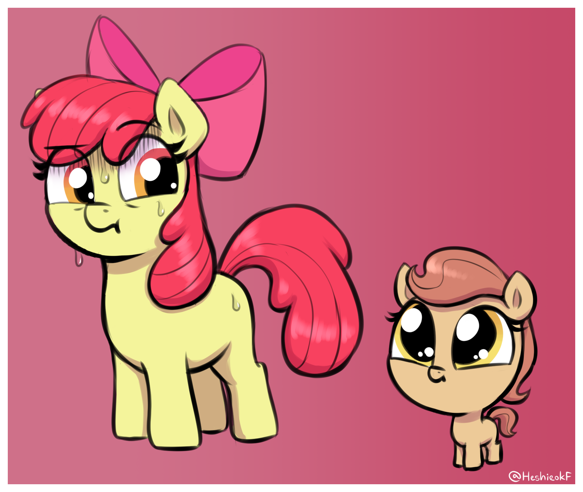 #3072319 - safe, artist:heretichesh, apple bloom, oc, earth pony, pony ...