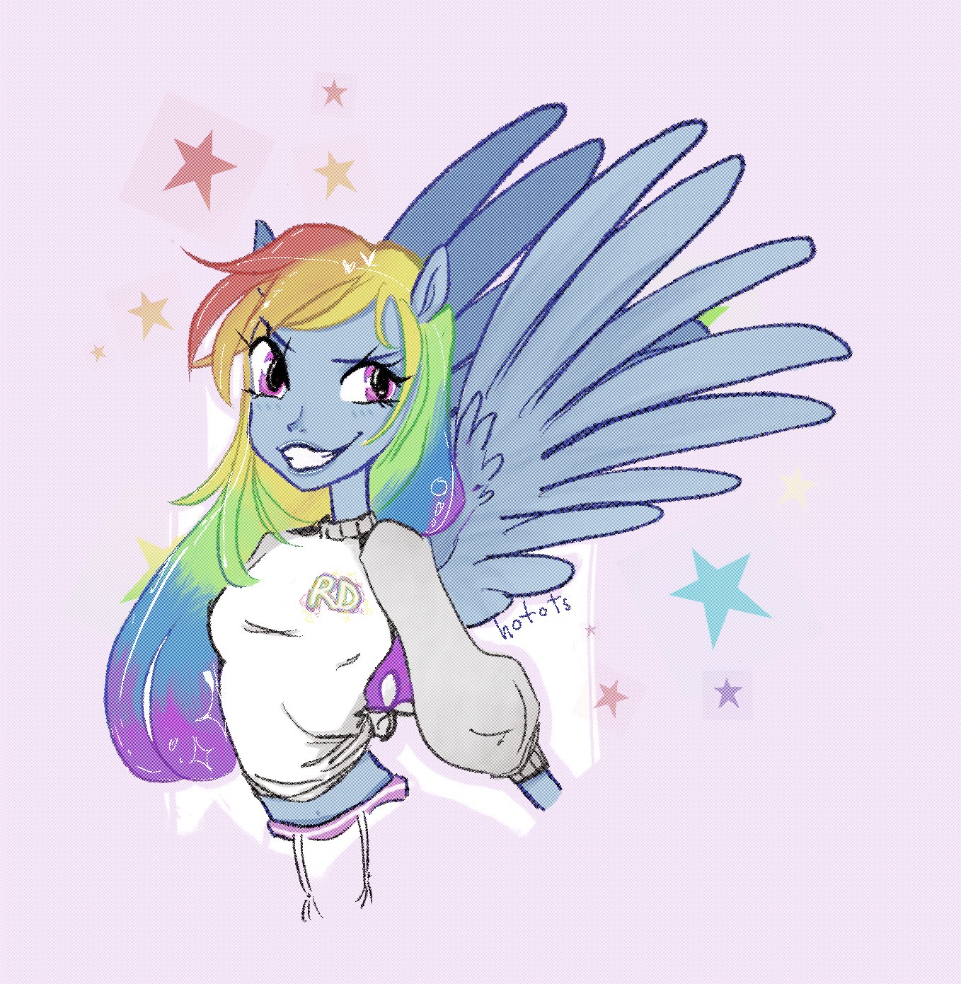 #3056554 - safe, artist:hotots, rainbow dash, pegasus, anthro, g4, bust ...