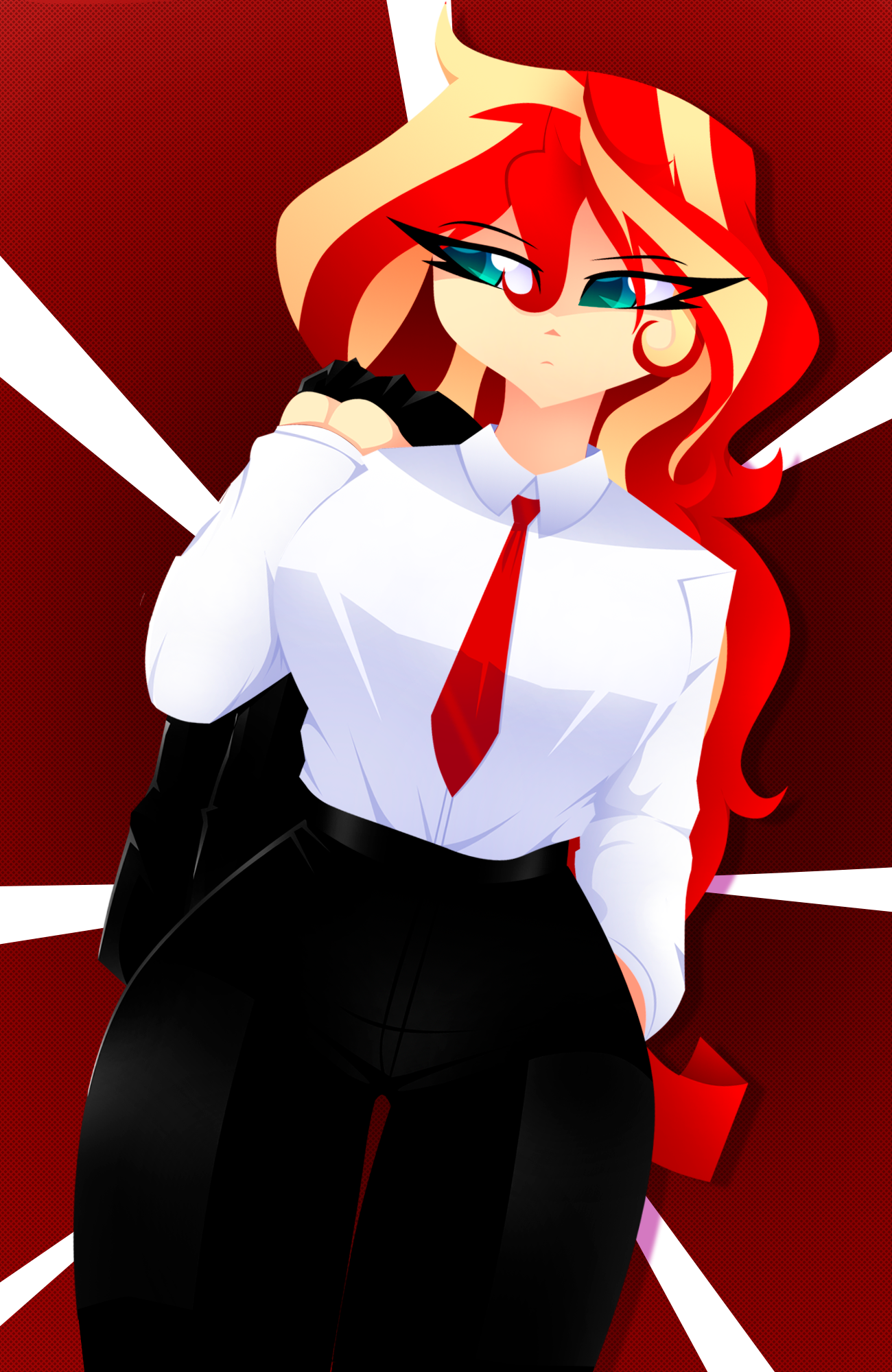 #3074662 - safe, artist:xan-gelx, sunset shimmer, human, equestria girls, g4, abstract ...