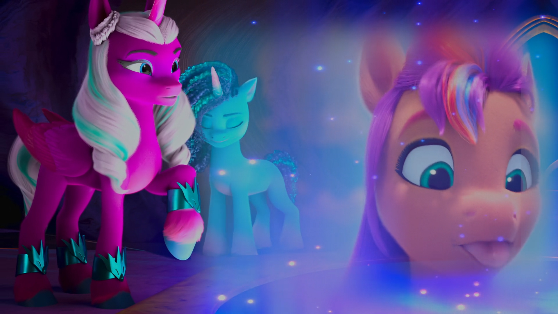 #3075466 - safe, screencap, misty brightdawn, opaline arcana, sunny starscout, alicorn, earth ...