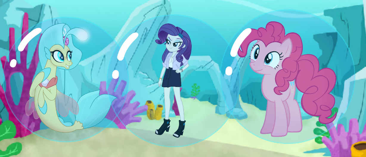 3106217 Safe Artistbidzinha Artistcloudy Glow Edit Pinkie Pie Princess Skystar Rarity