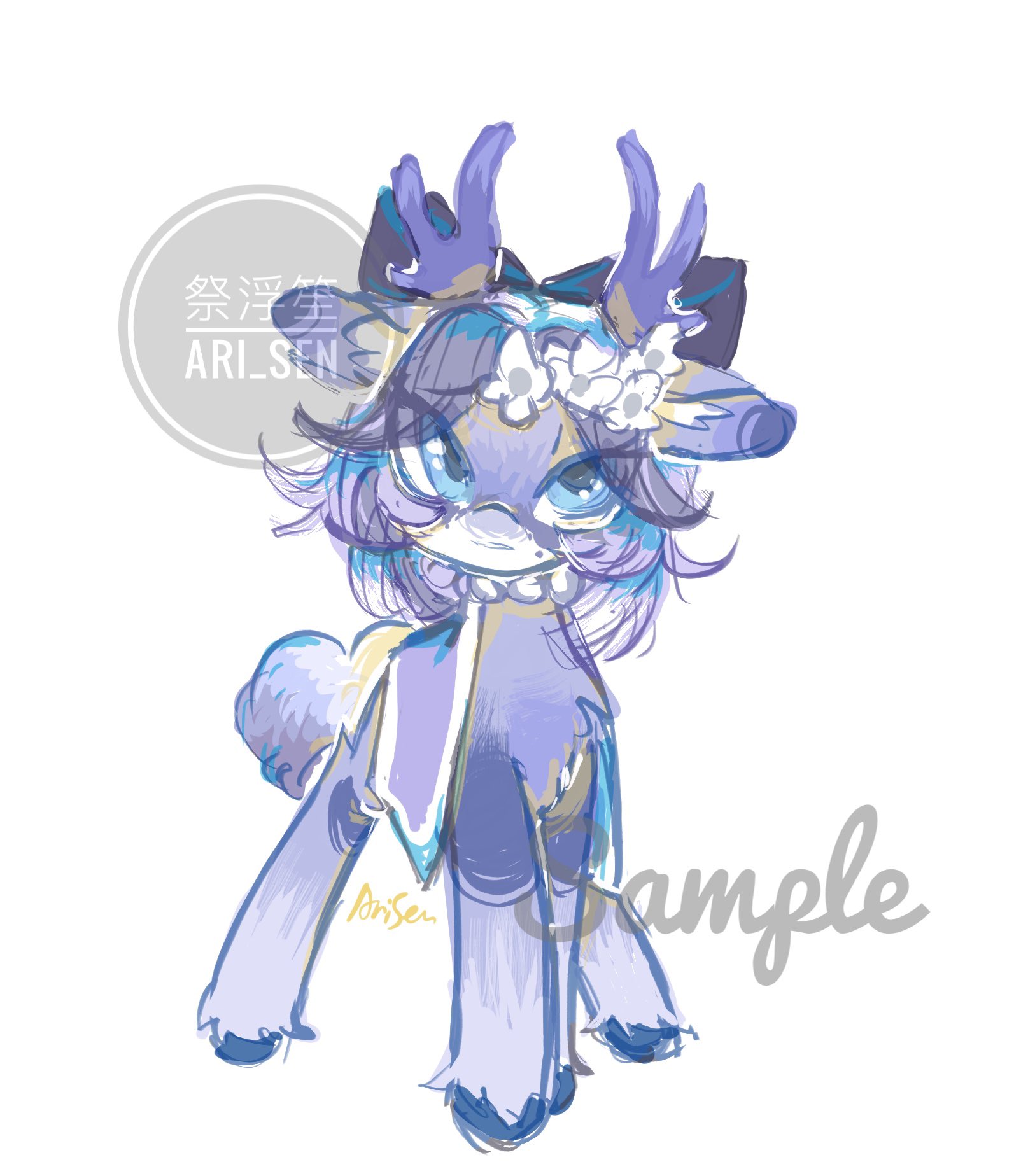 #3078796 - safe, artist:ari__sen, oc, pony, commission, horn, signature ...