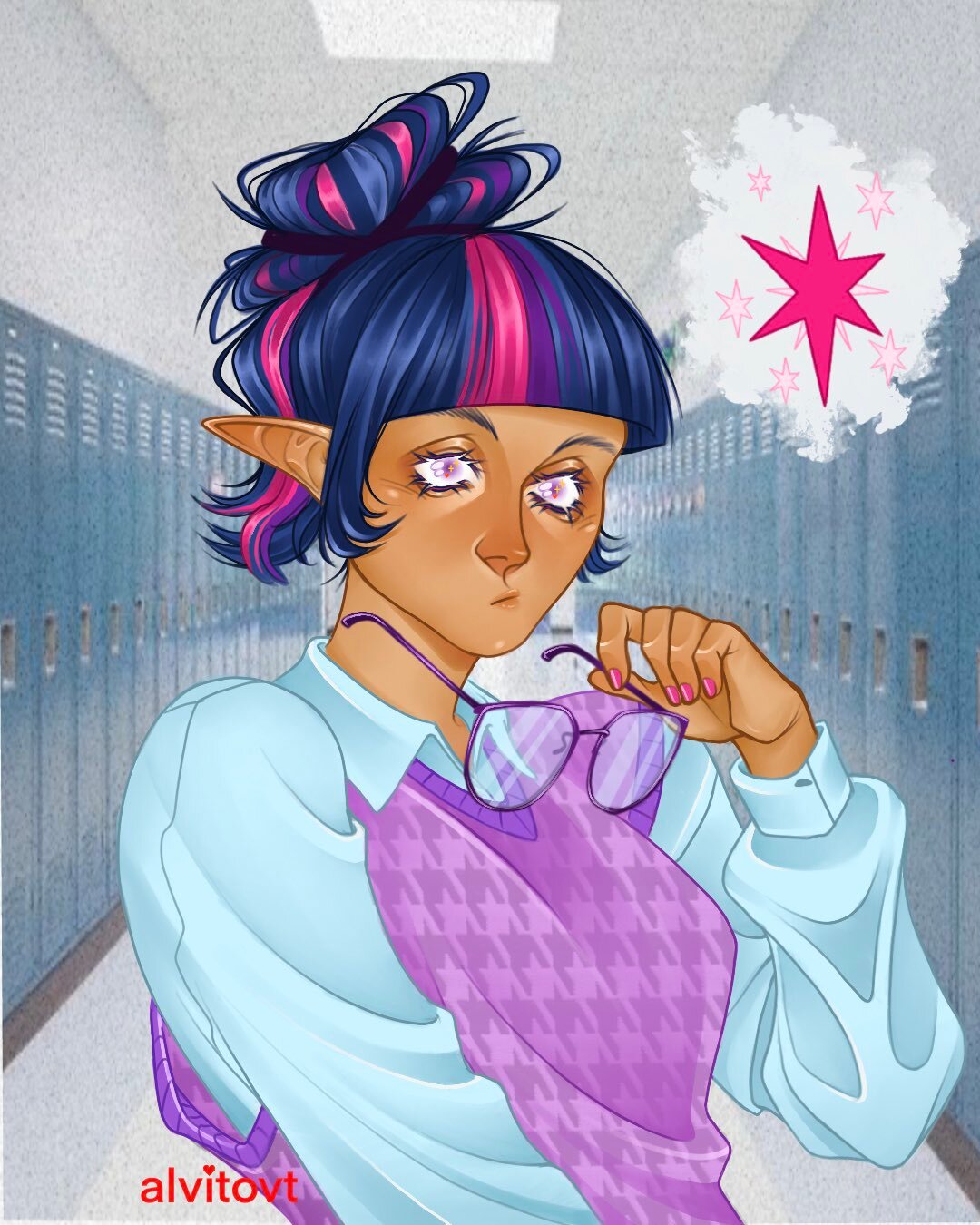 #3081205 - safe, artist:okidokisir, sci-twi, twilight sparkle, human ...