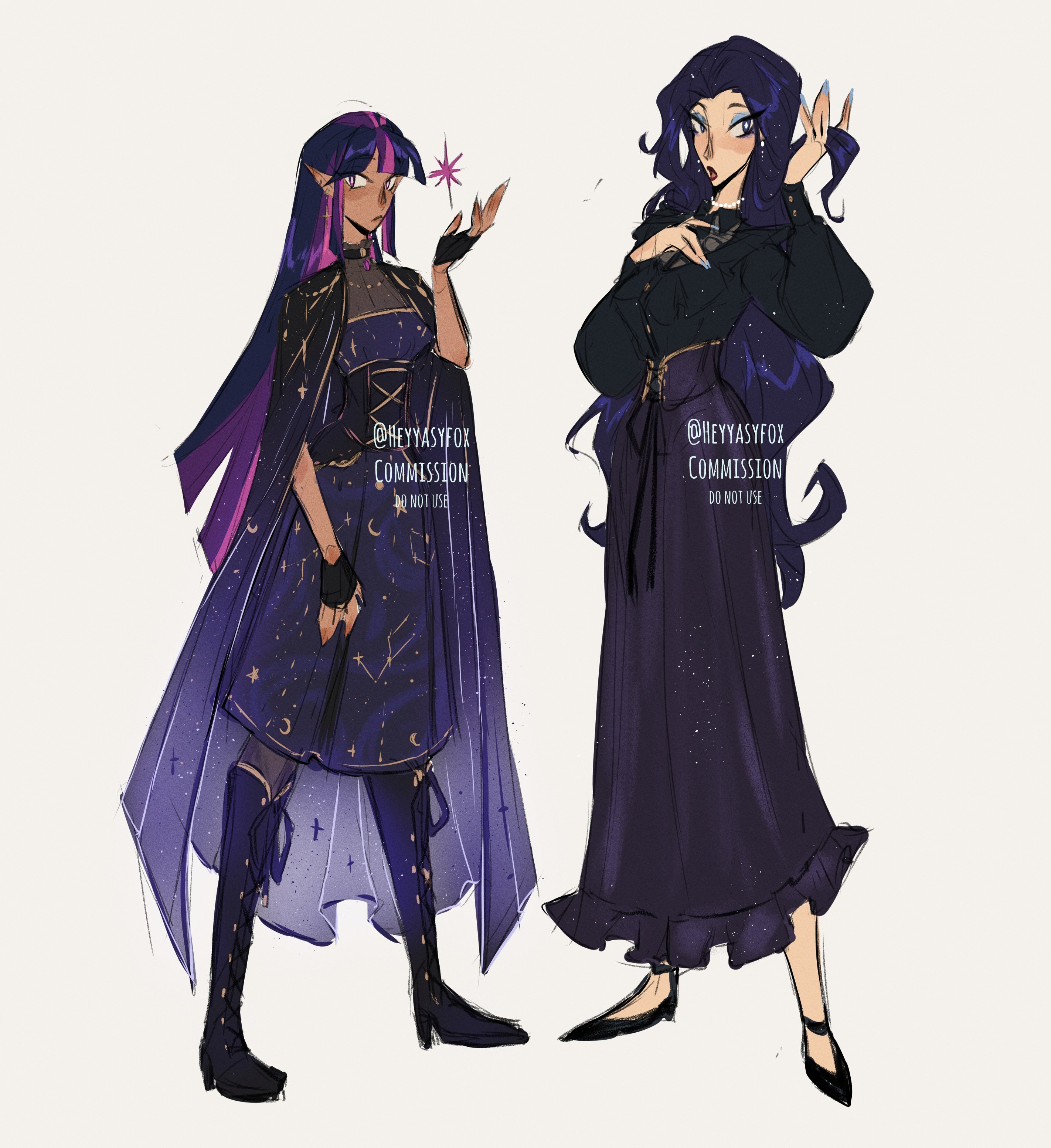 #3114903 - safe, artist:iheyyasyfox, rarity, twilight sparkle, human ...