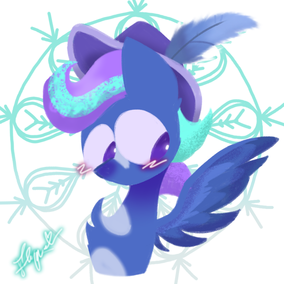 #3115847 - safe, artist:flower-black, oc, oc only, oc:sneeze blue, pegasus, pony, bust, hat ...