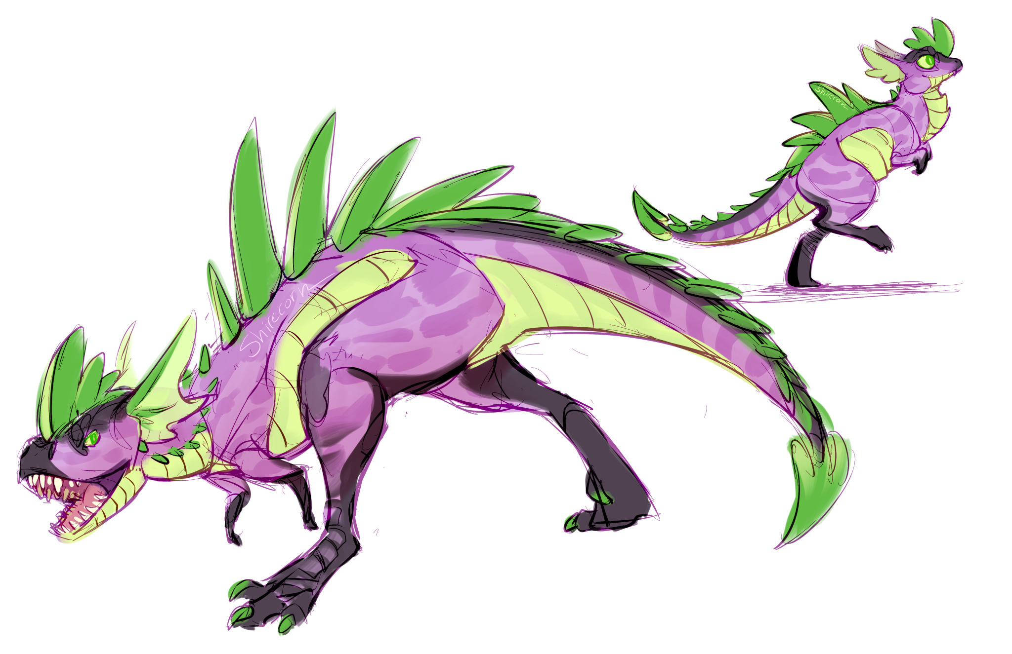 #3116512 - safe, artist:shirecorn, spike, dinosaur, dragon, g4 ...