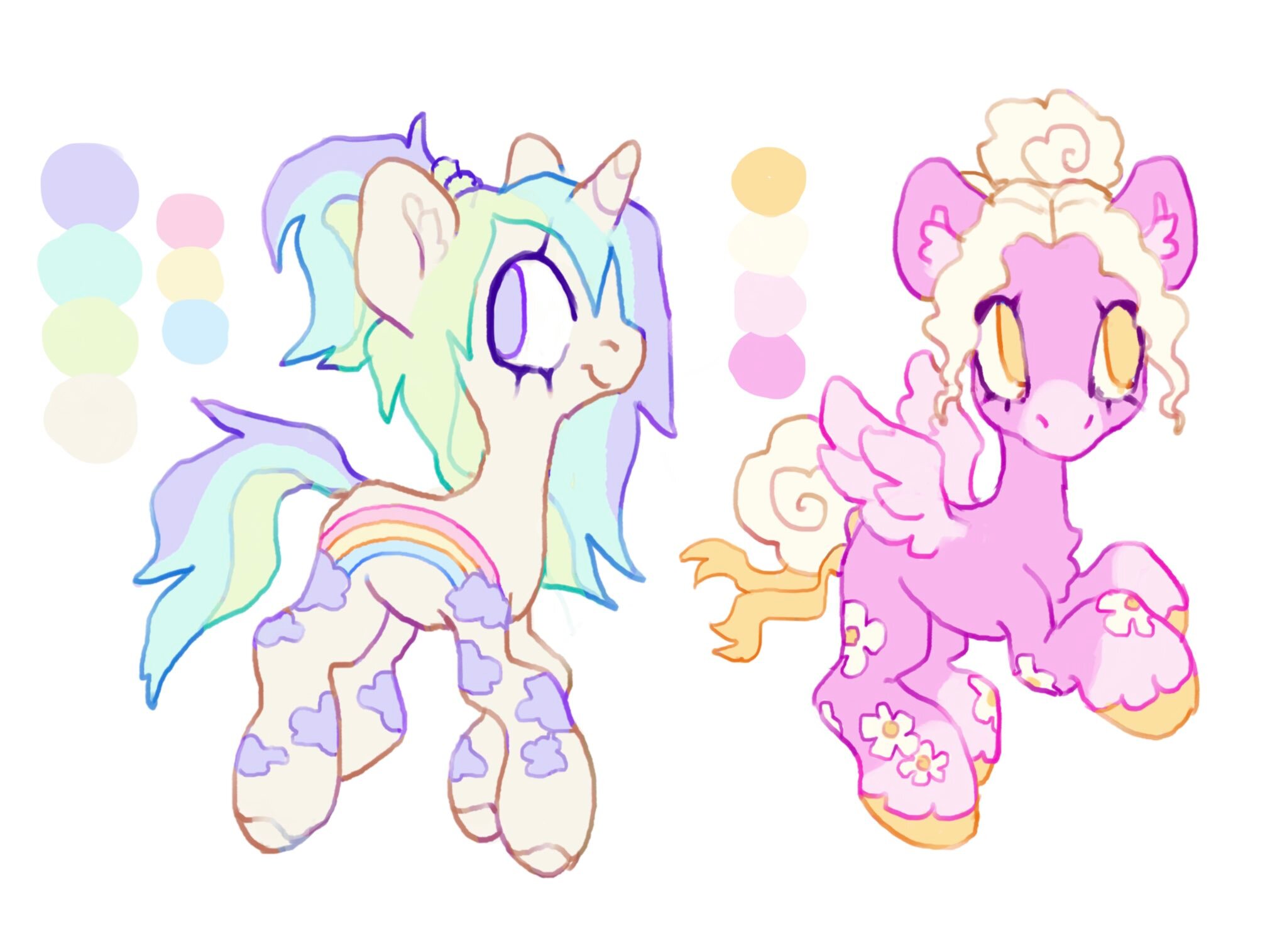 #3082904 - safe, artist:p0nyplanet, oc, oc only, pegasus, pony, unicorn, adoptable, simple ...