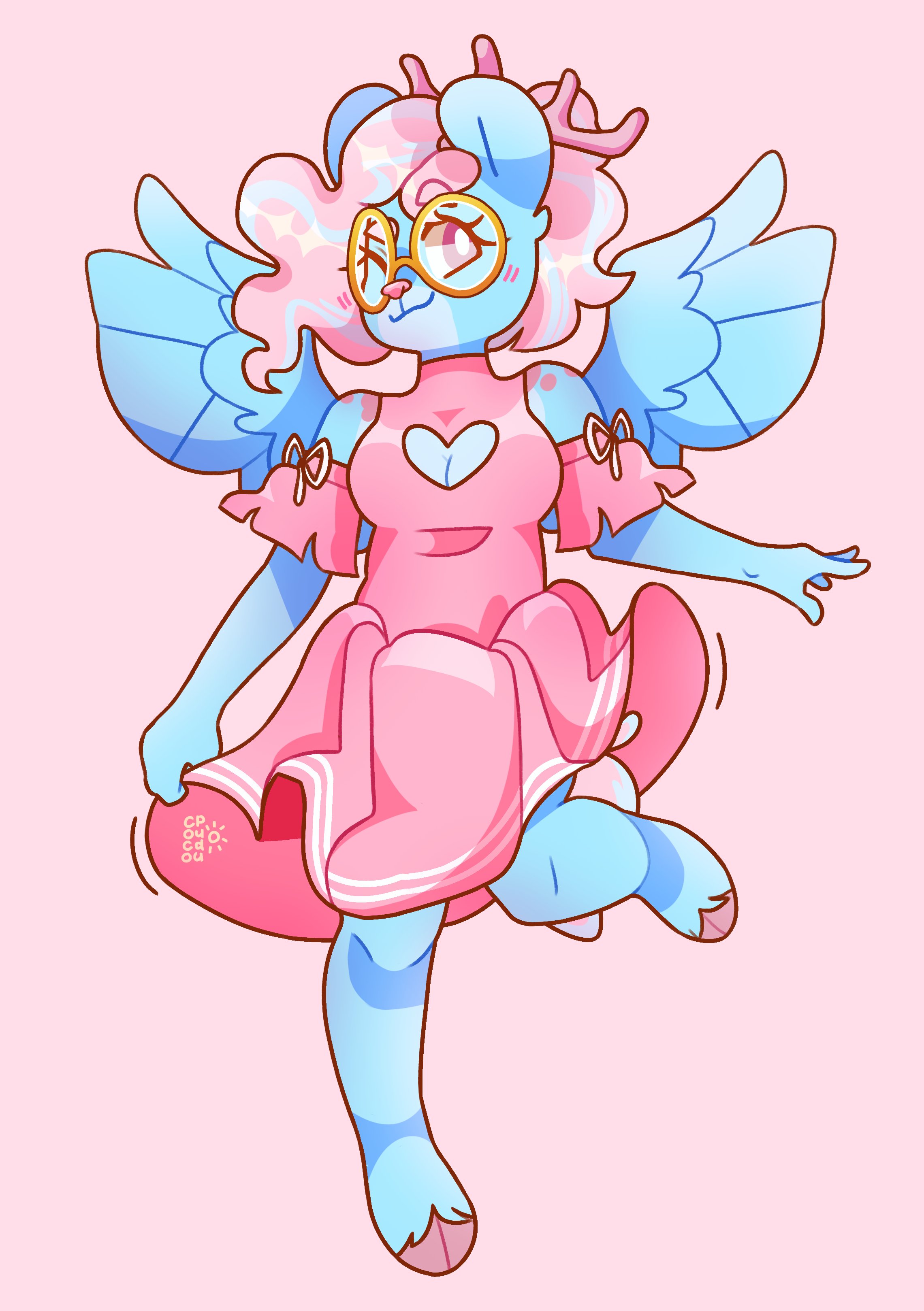 #3084647 - safe, artist:cocopudu, oc, oc only, deer, deer pony ...