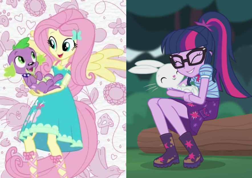 #3117097 - safe, angel bunny, fluttershy, sci-twi, spike, spike the ...