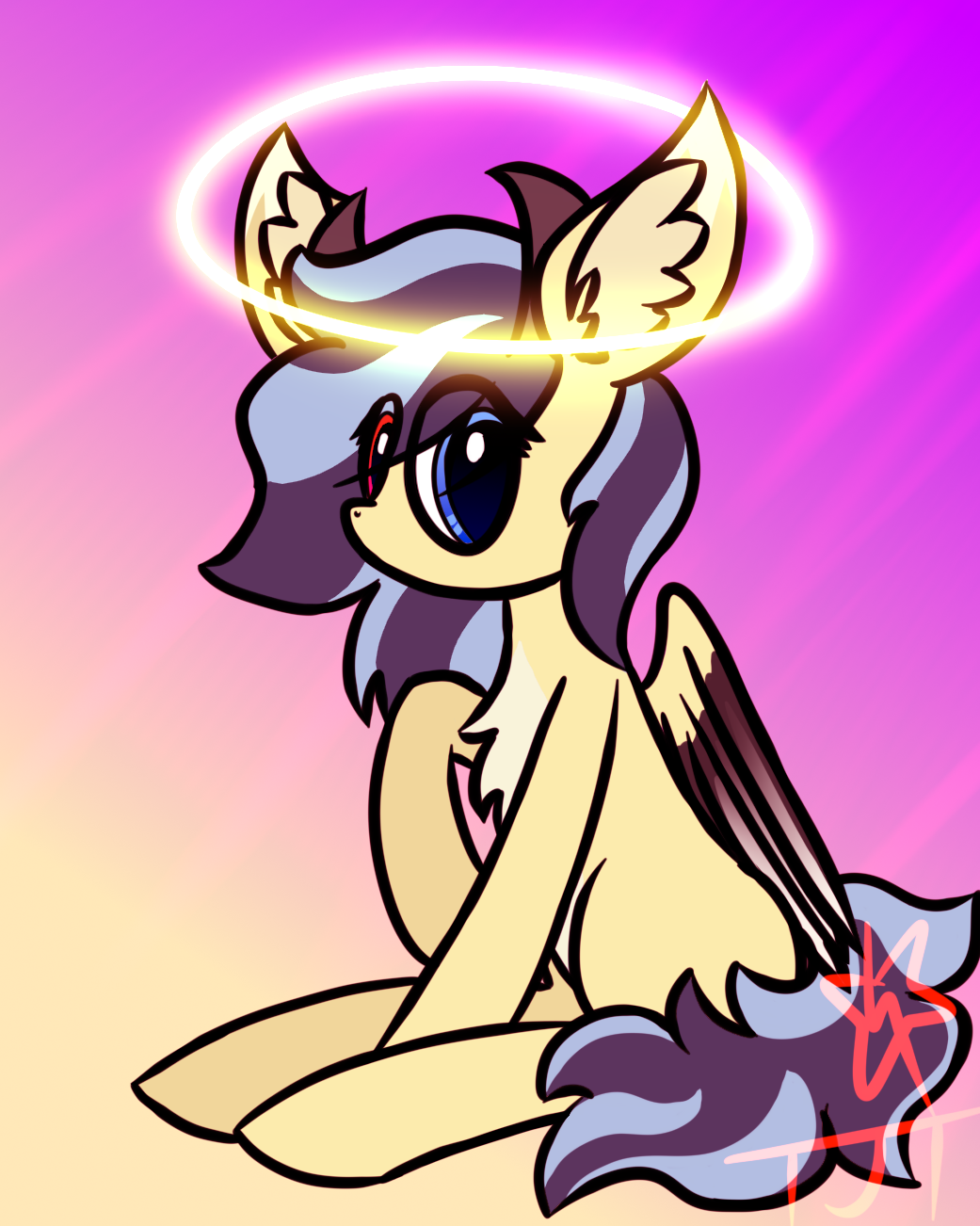 #3087970 - safe, artist:neonshy02, oc, pegasus, pony, halo, heterochromia, pegasus oc - Derpibooru