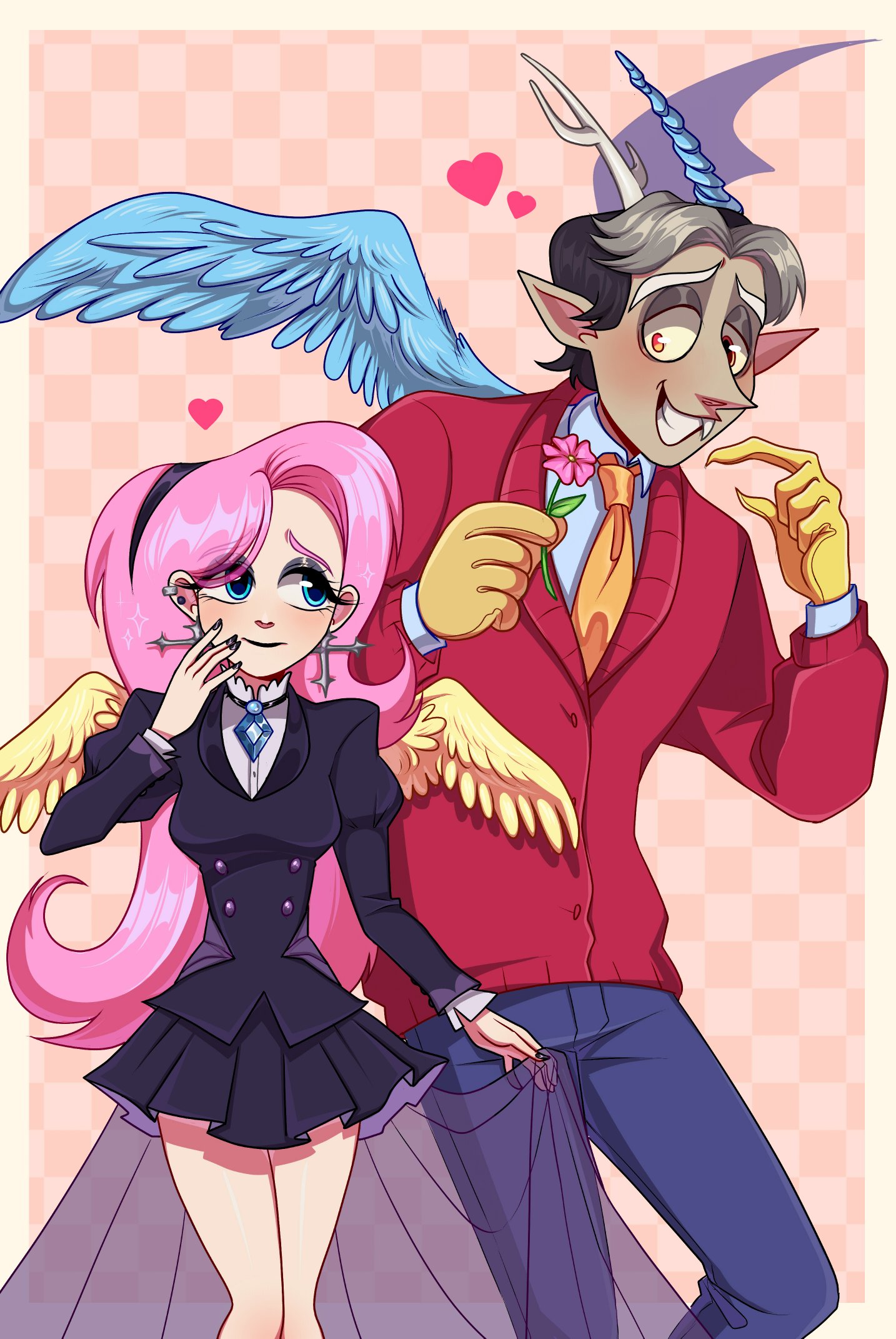 #3088782 - safe, artist:misskali, discord, fluttershy, human, g4 ...