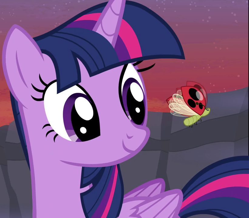 #3088900 - safe, screencap, twilight sparkle, alicorn, insect, ladybug, pony, g4, it ain't easy ...