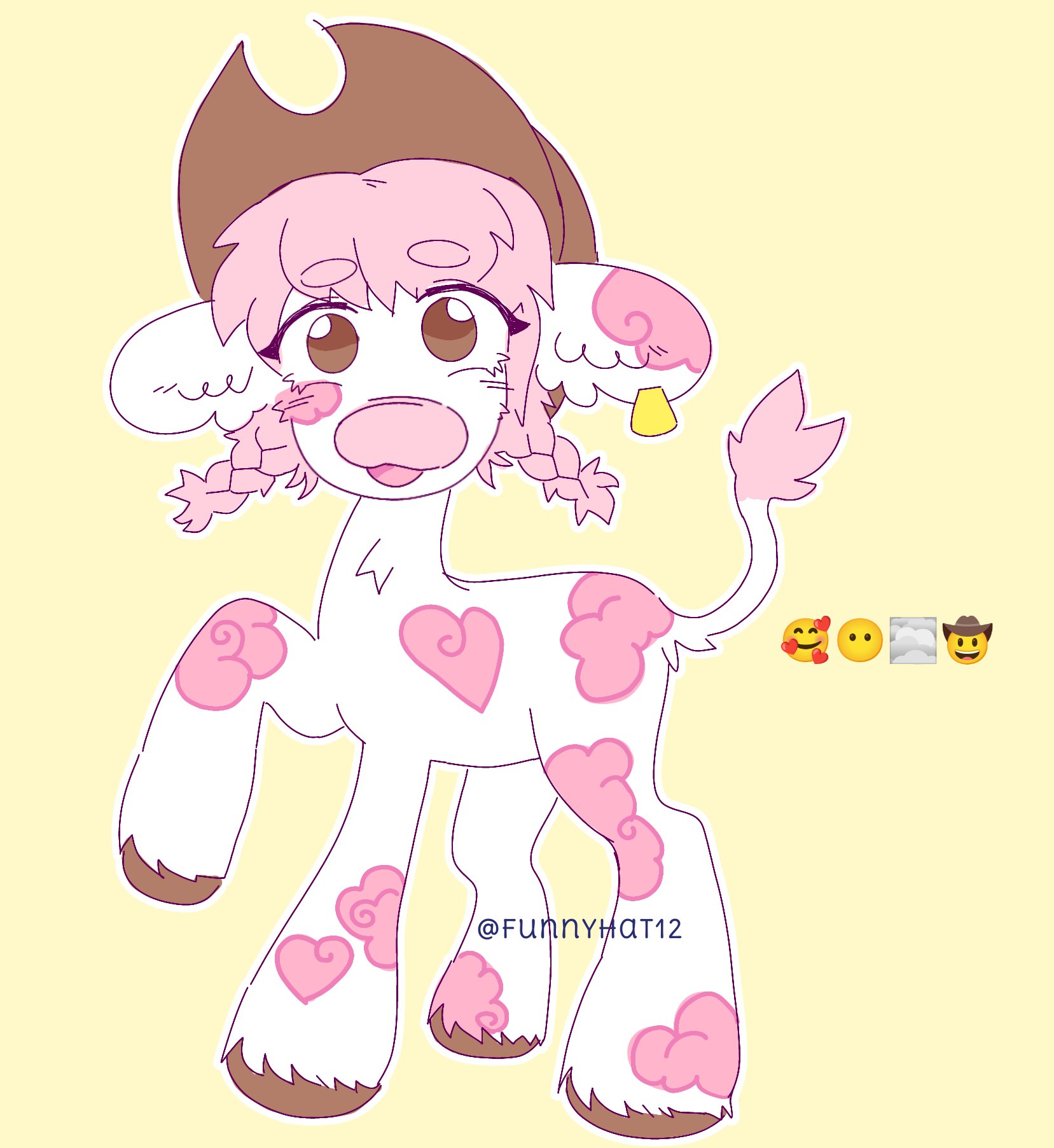 #3089575 - safe, artist:funnyhat12, oc, oc only, cow, cow pony, pony ...