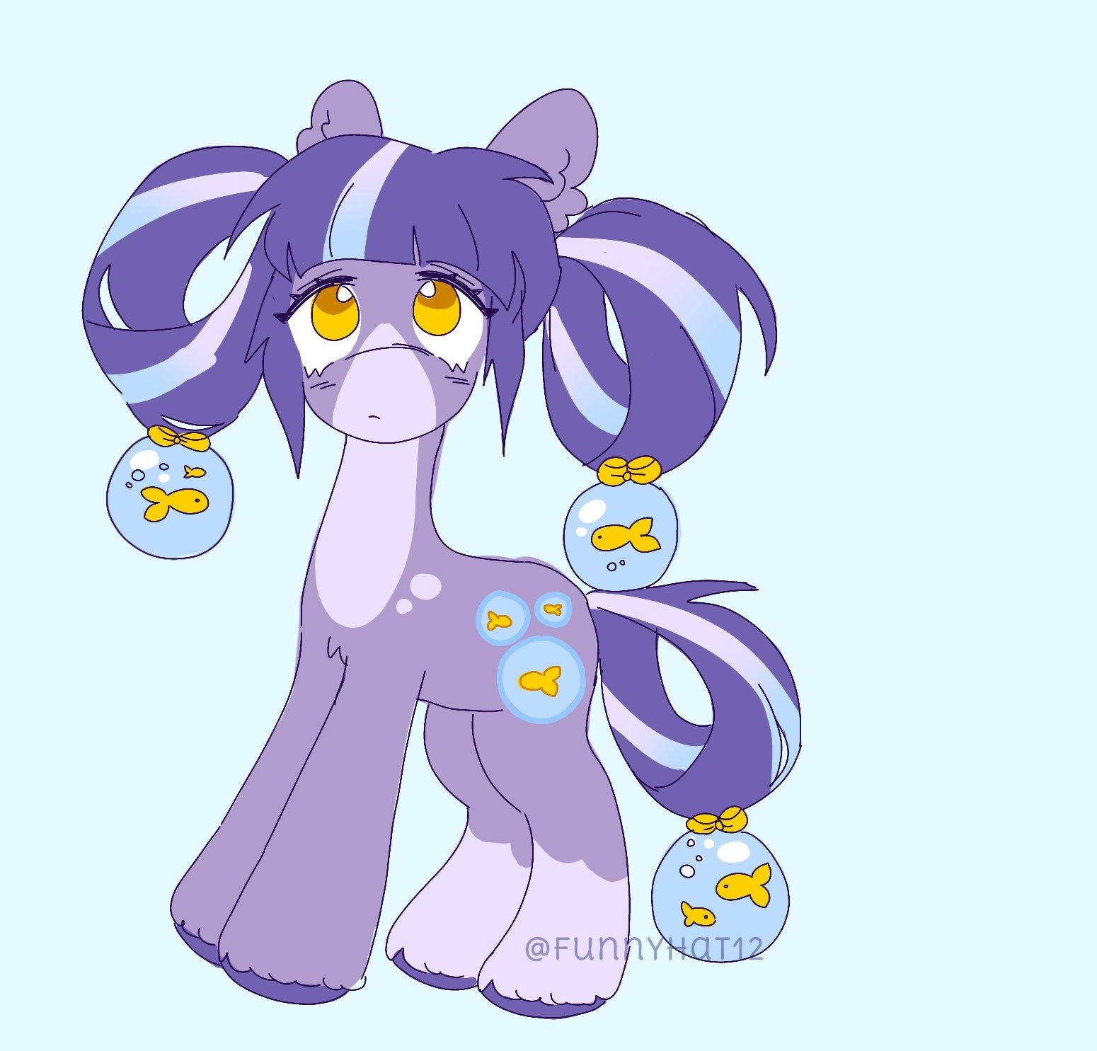 #3089641 - safe, artist:funnyhat12, oc, oc only, earth pony, fish, pony ...
