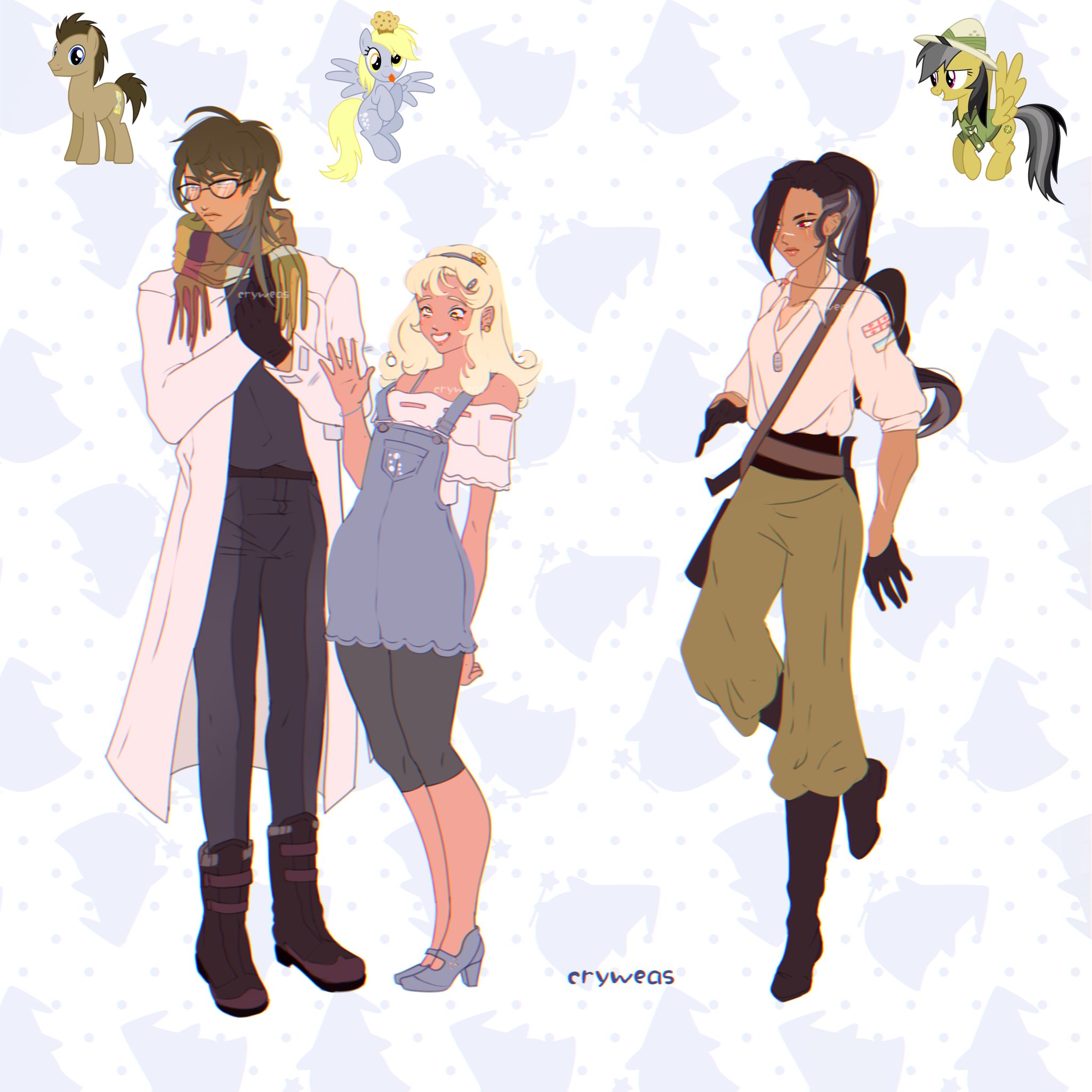 #3090573 - safe, artist:cryweas, daring do, derpy hooves, doctor ...