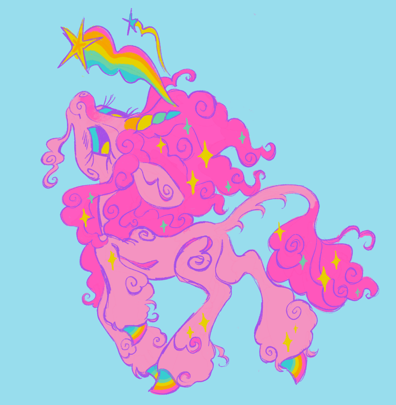 #3092406 - safe, artist:peaceandlove26, pinkie pie, pony, unicorn, g4, blue background, leonine ...