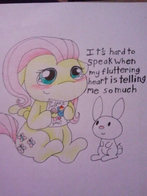 #3093732 - safe, artist:fluttersdoodles, angel bunny, fluttershy ...