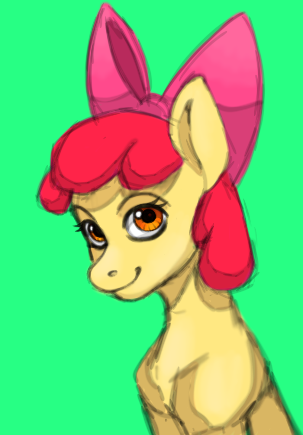 #3094827 - safe, artist:kotle1ka, apple bloom, earth pony, pony, bow ...