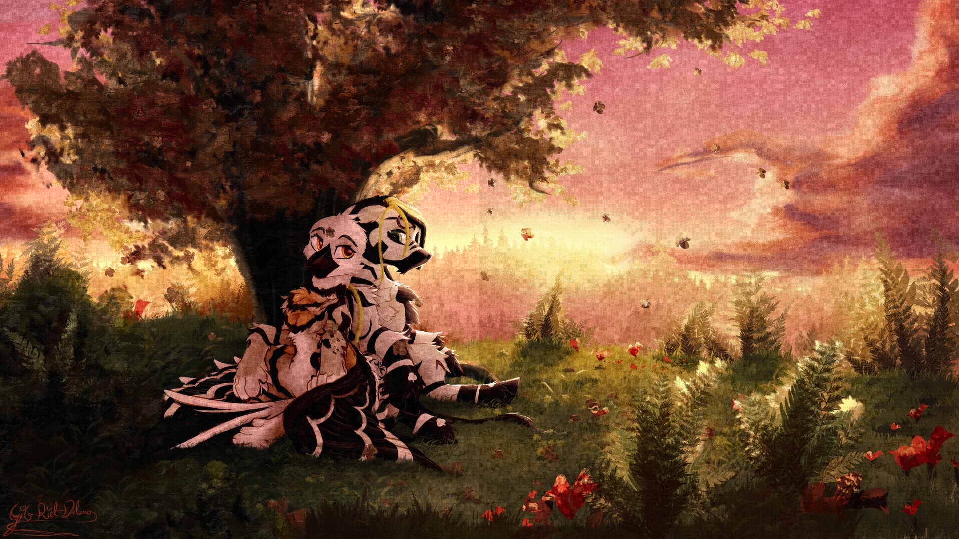 #3095386 - safe, artist:thatonegib, oc, oc only, griffon, zebra, beak ...