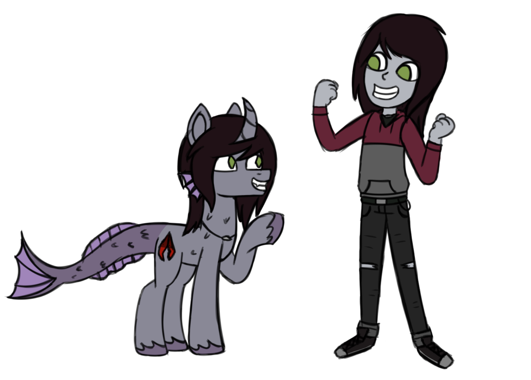 #3096487 - safe, artist:dyonys, half-siren, human, hybrid, pony ...