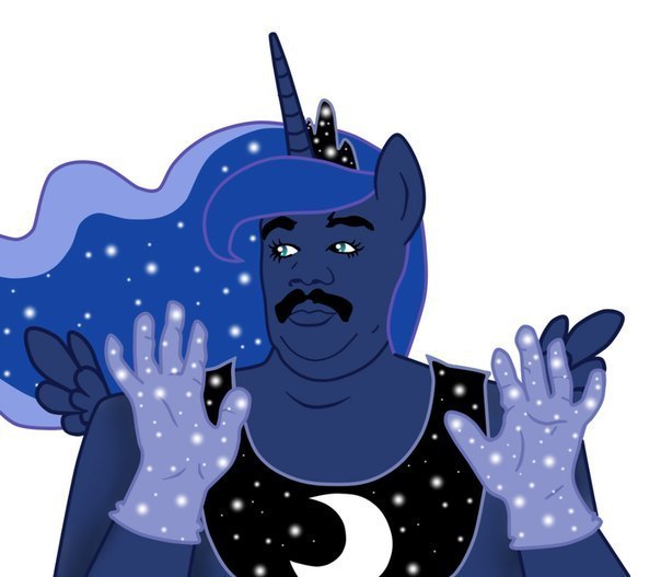 #3099164 - safe, princess luna, alicorn, anthro, facial hair, meme ...