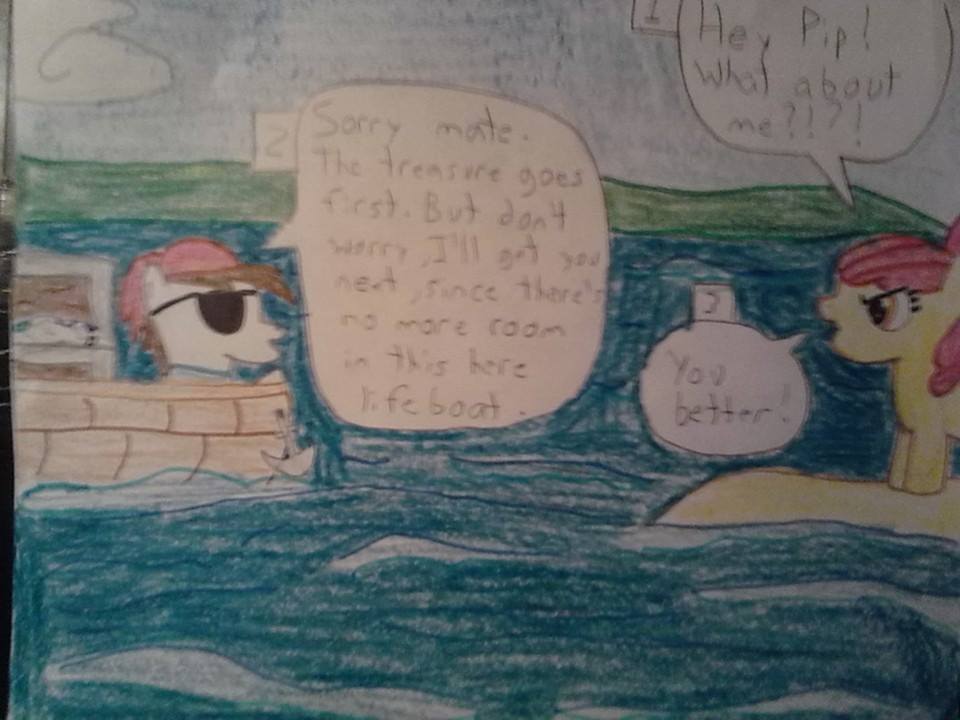 #3099384 - safe, artist:justaviewer94, applejack, pipsqueak, g4 ...