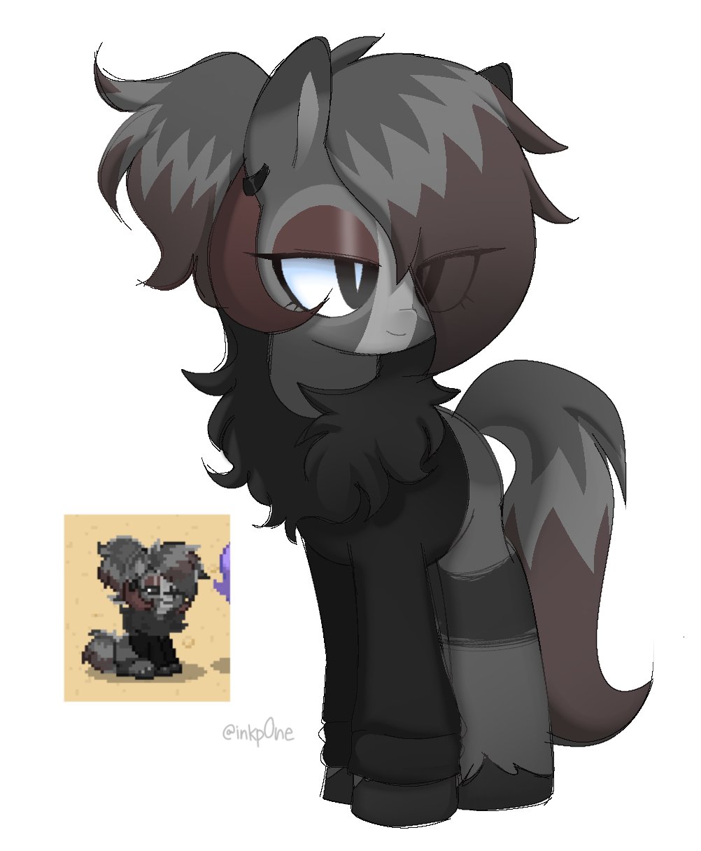 #3099455 - safe, artist:inkp0ne, oc, oc only, earth pony, pony, simple background, solo, white ...