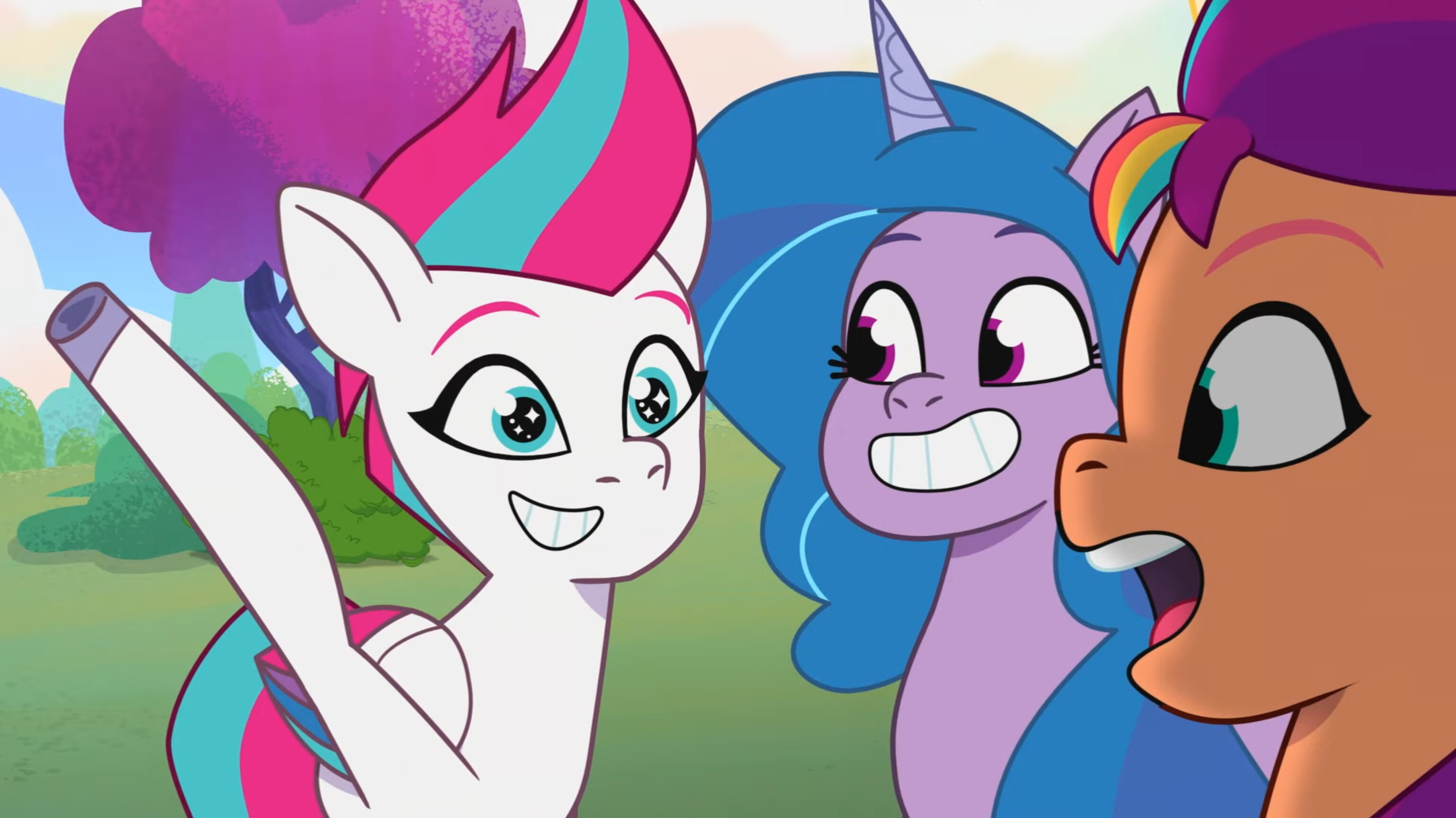 #3102050 - safe, screencap, izzy moonbow, sunny starscout, zipp storm, alicorn, pegasus, pony ...