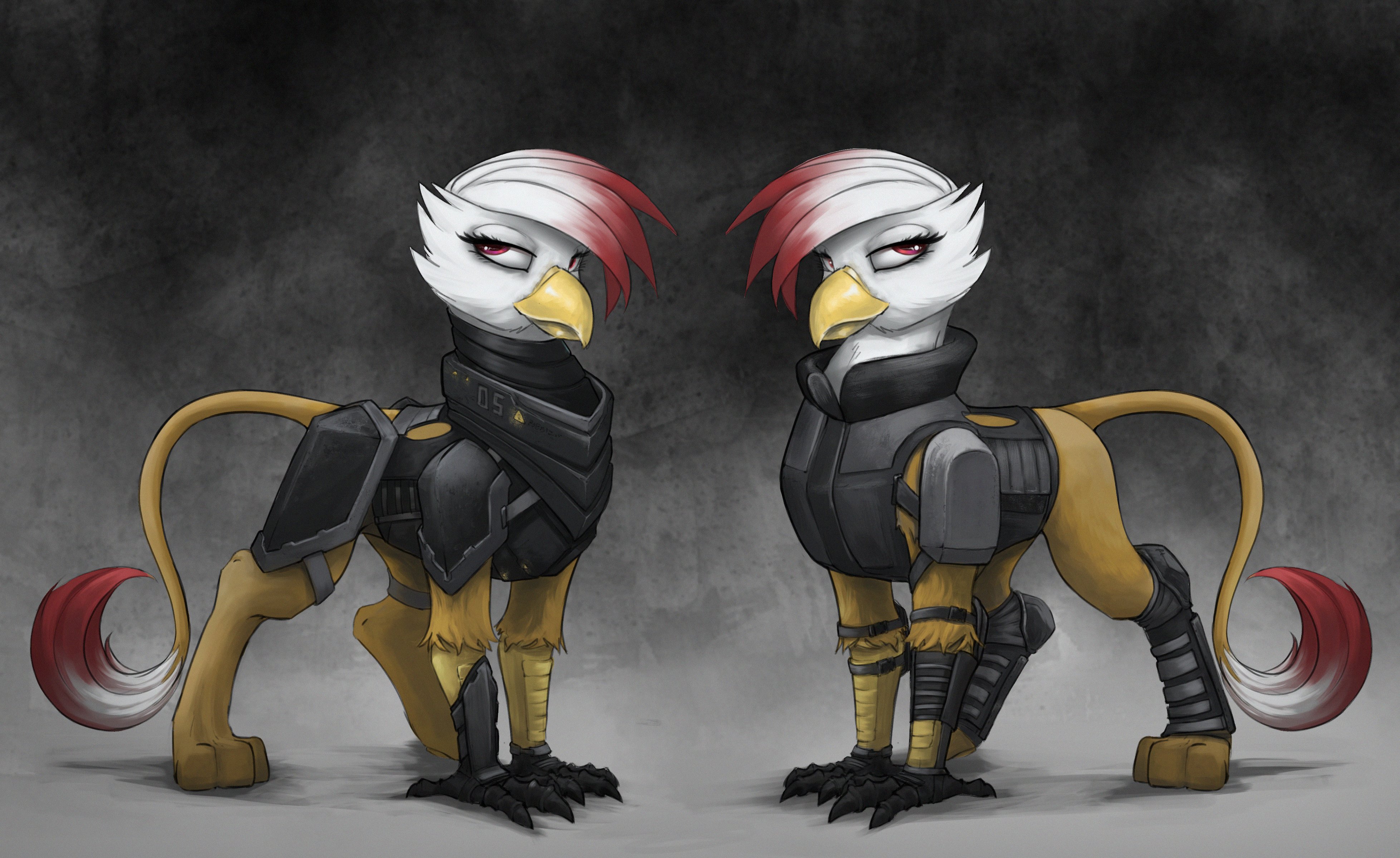 #3122767 - safe, artist:blvckmagic, oc, oc only, griffon, armor, female ...